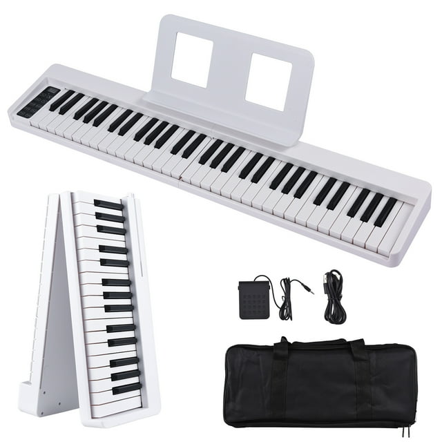 Eccomum 61-Key Foldable Digital Piano with Semi-Weighted Keys, Music ...