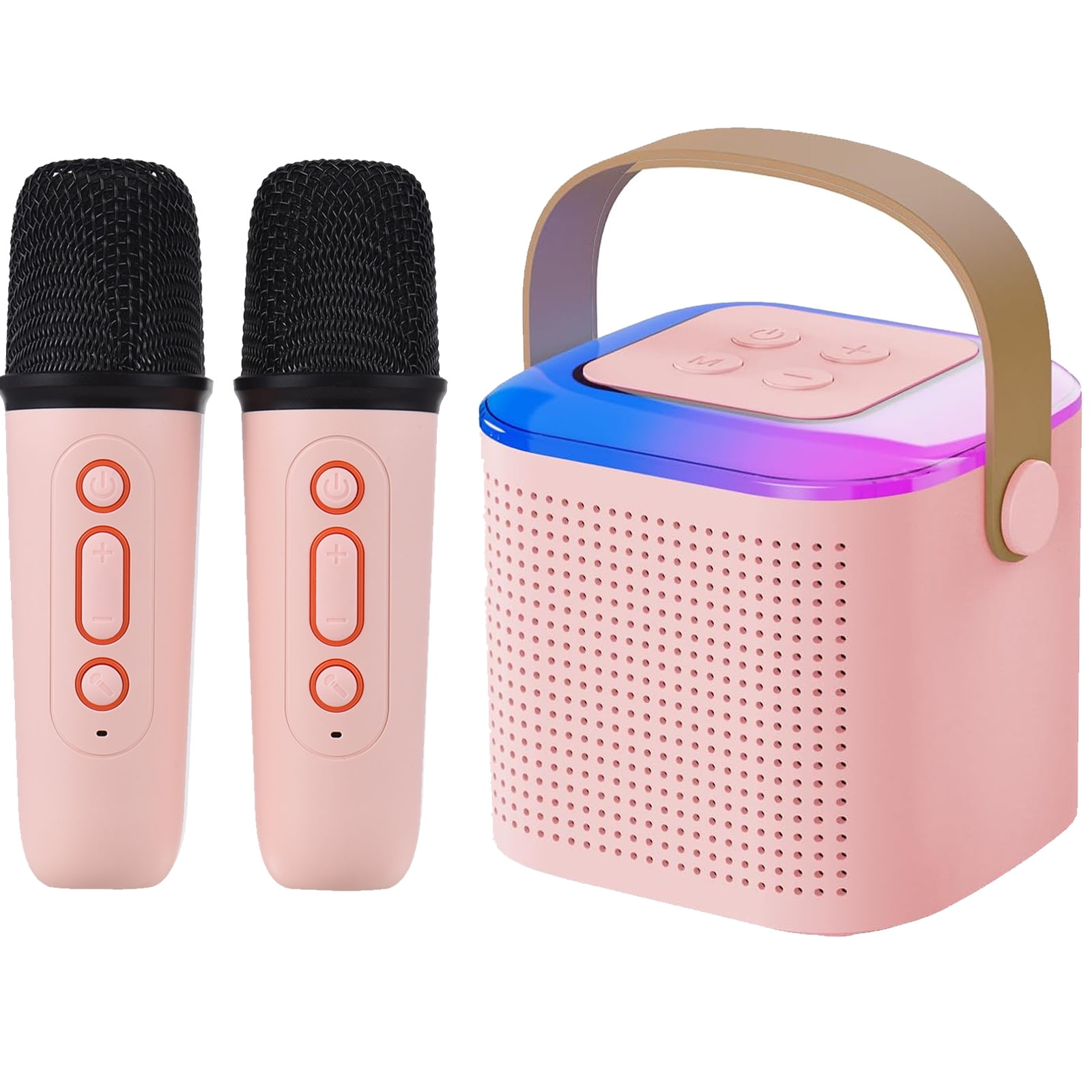 Eccomum Mini Karaoke Machine, Bluetooth Speaker, 2 Wireless Mics, LED ...