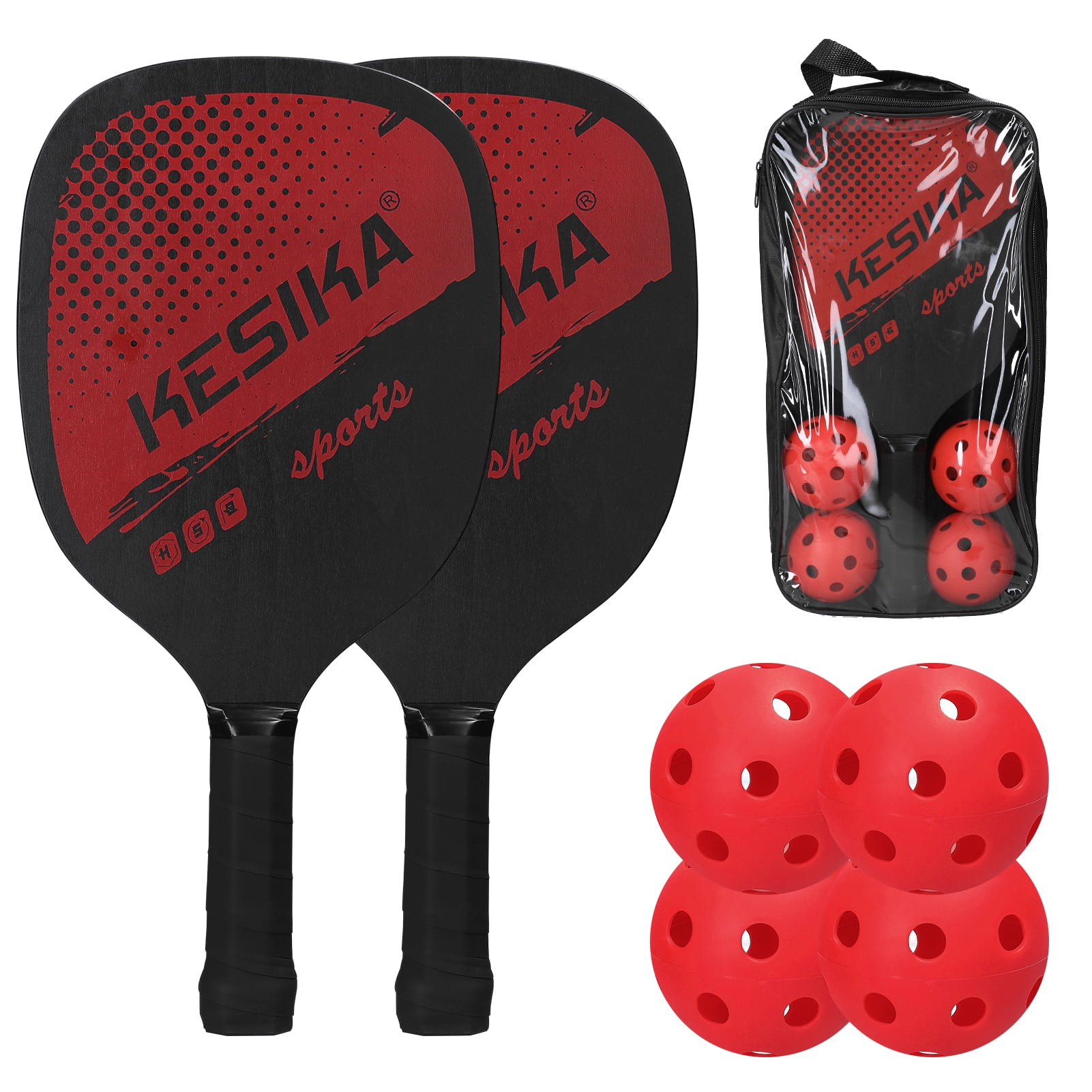 Eccomum Pickleball Paddle Set Pickleball Rackets Ball Set 2 Rackets & 4 ...