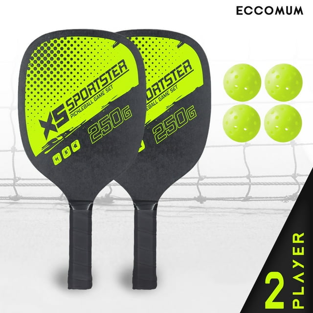 Eccomum Outdoor Portable Pickleball Rackets Set with 2 Rackets, 4 Balls ...