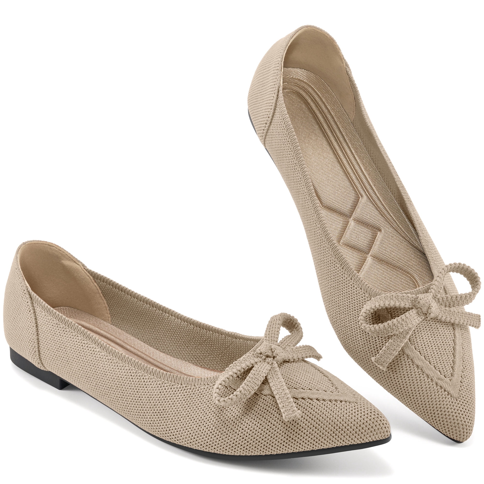 Ecetana Ballet Flats Shoes for Women Dressy Pointed Toe Knit Flats Slip ...