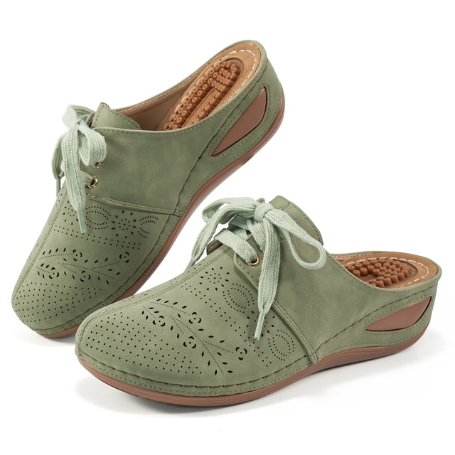 Ecetana Clogs for Women Wedge Sandals Comfort Breathable Closed Toe ...