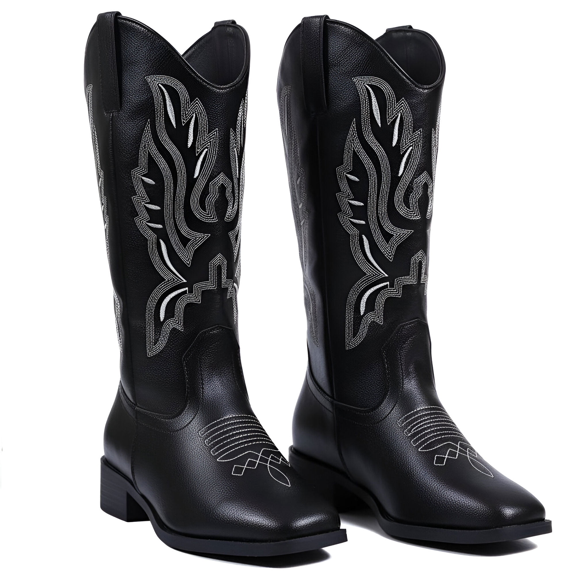 Ecetana Cowboy Boots for Women Wide Calf Square Toe Embroidered Western ...