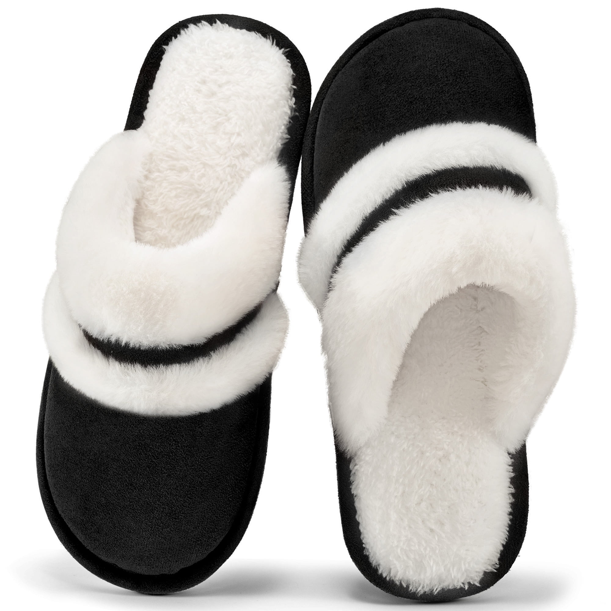Ecetana Women's Cozy Slippers, Fuzzy House Shoes with Memory Foam, Indoor Outdoor, Anti-Slip ...