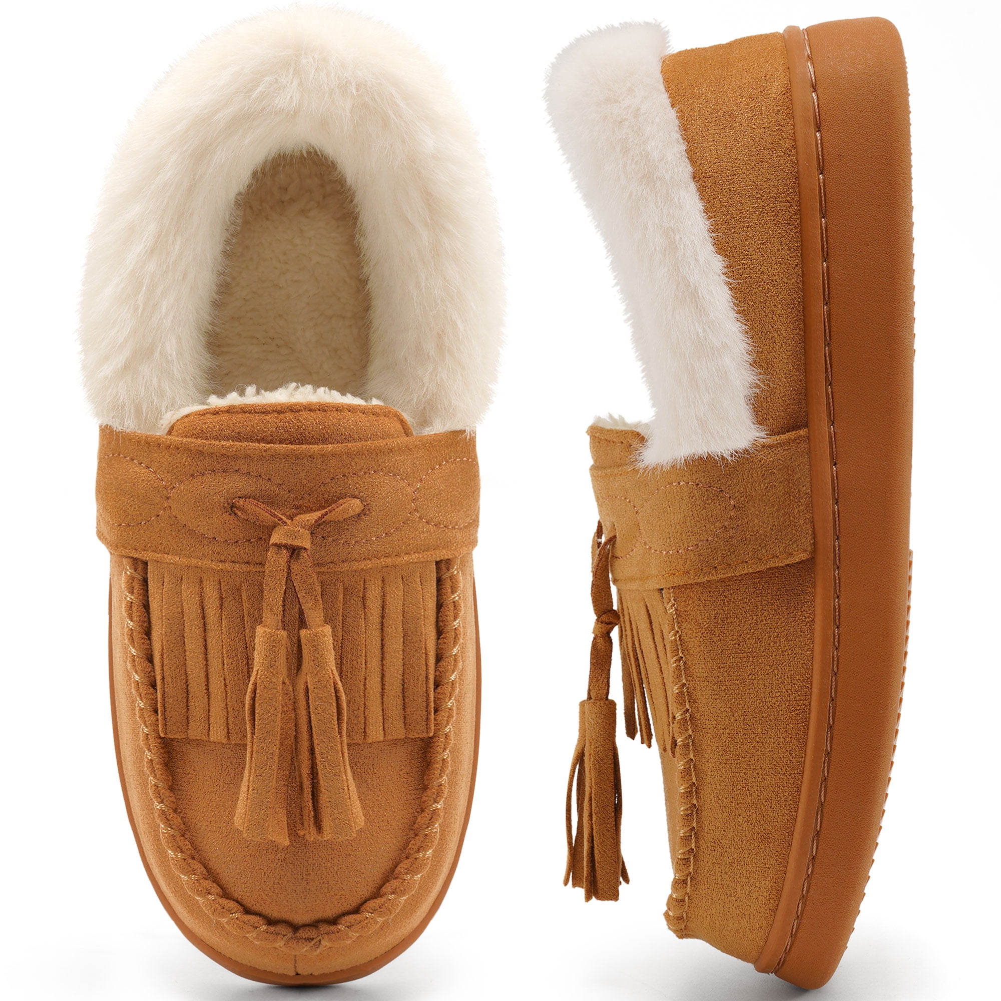 Ecetana Fuzzy Memory Foam Slippers for Women Comfortable Warm House ...