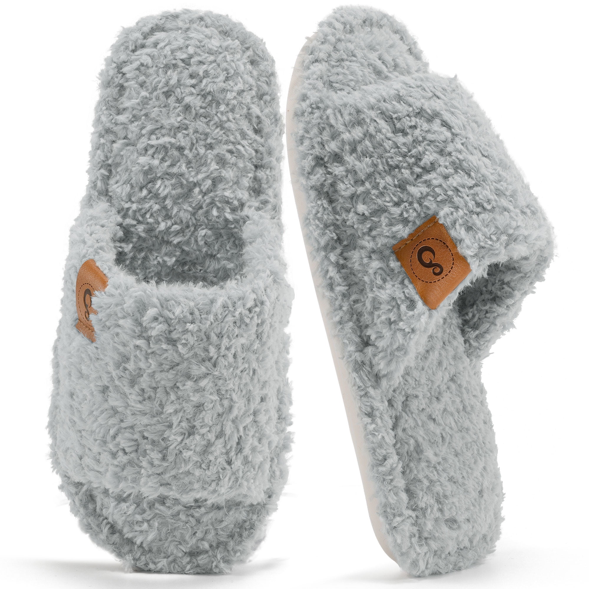 Ecetana House Slippers for Women Cozy Soft Fuzzy Slippers Slides Open ...