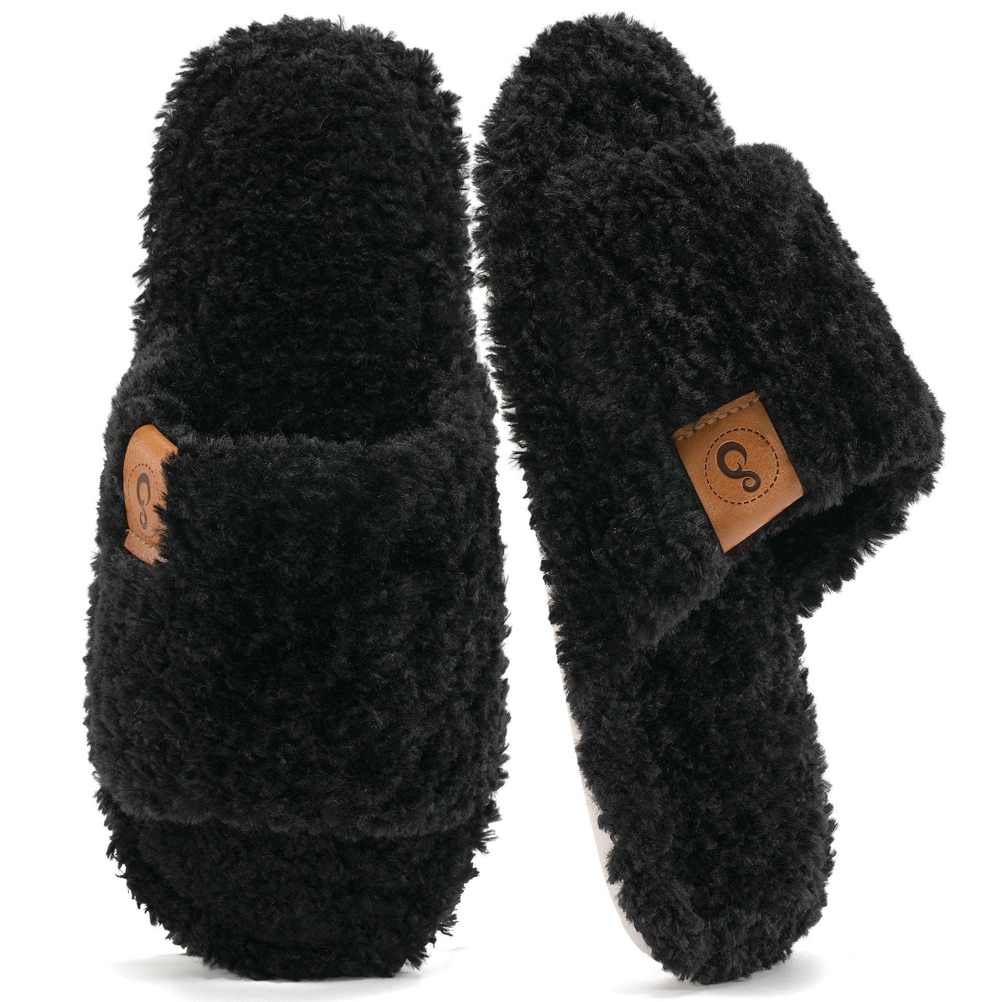 Ecetana House Slippers for Women Cozy Soft Fuzzy Slippers Slides Open ...
