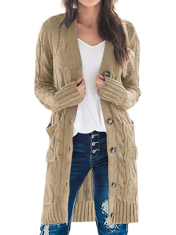 Dokotoo Womens Plus Size Lightweight Green Sweater Cardigan, Button ...