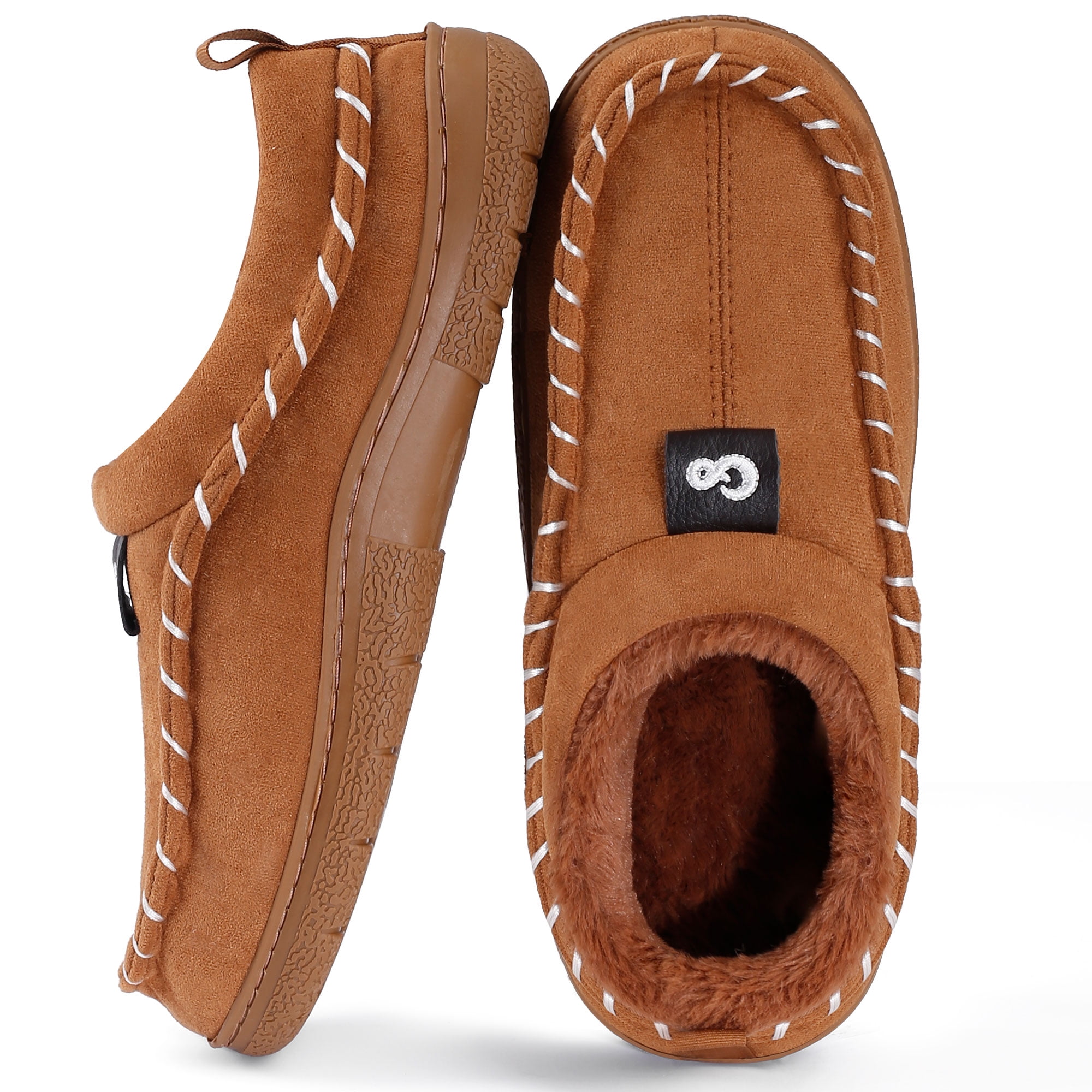 Ecetana Men's Memory Foam Slippers, Fuzzy Indoor Outdoor House Shoes ...
