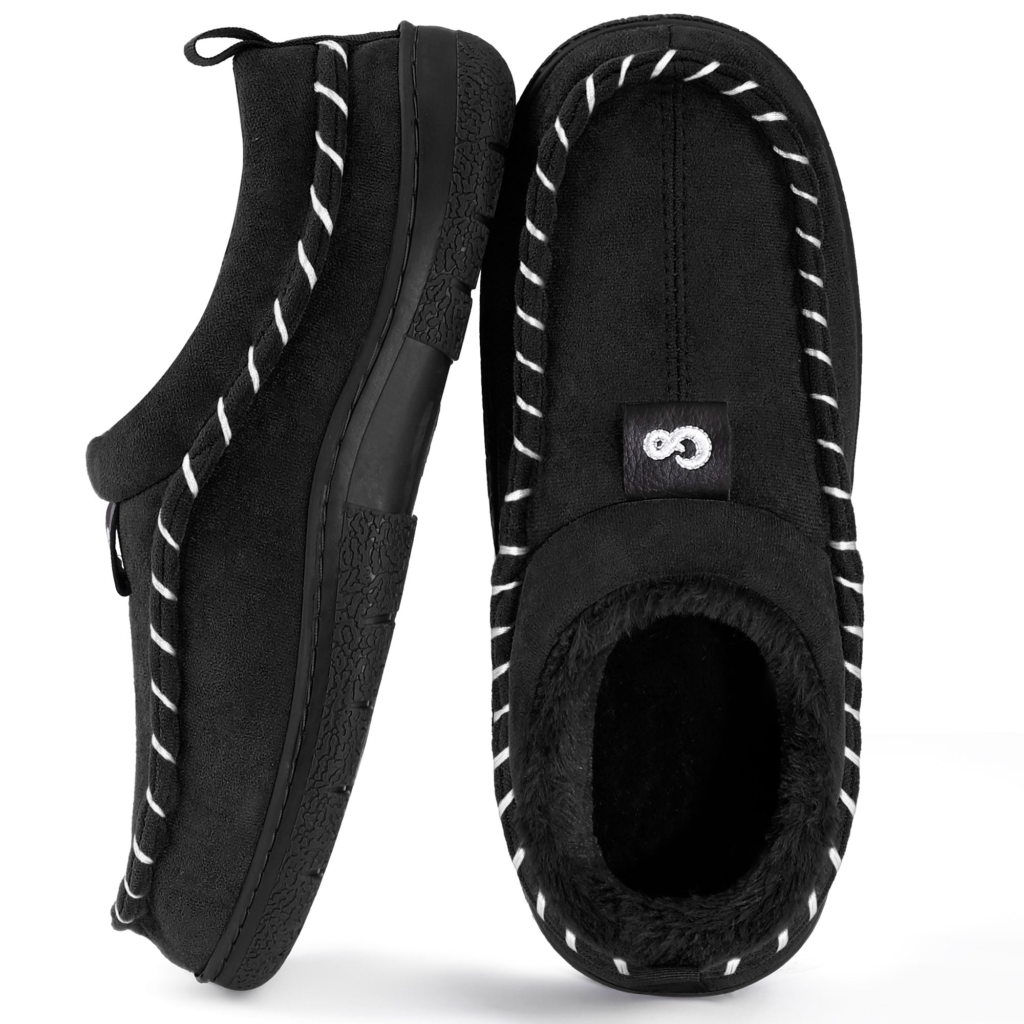 Ecetana Men's Memory Foam Slippers, Fuzzy Faux Fur, Non-Slip Rubber ...