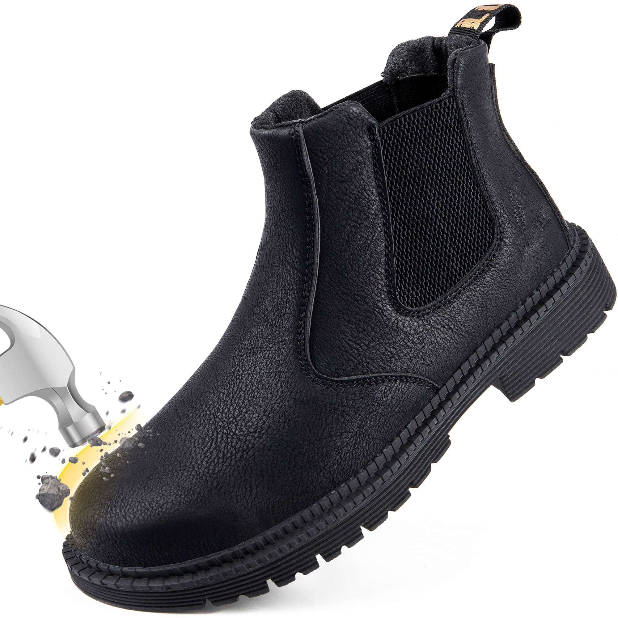 Ecetana Men's Work Boots Waterproof Wear-Resistant Steel Toe Safety ...