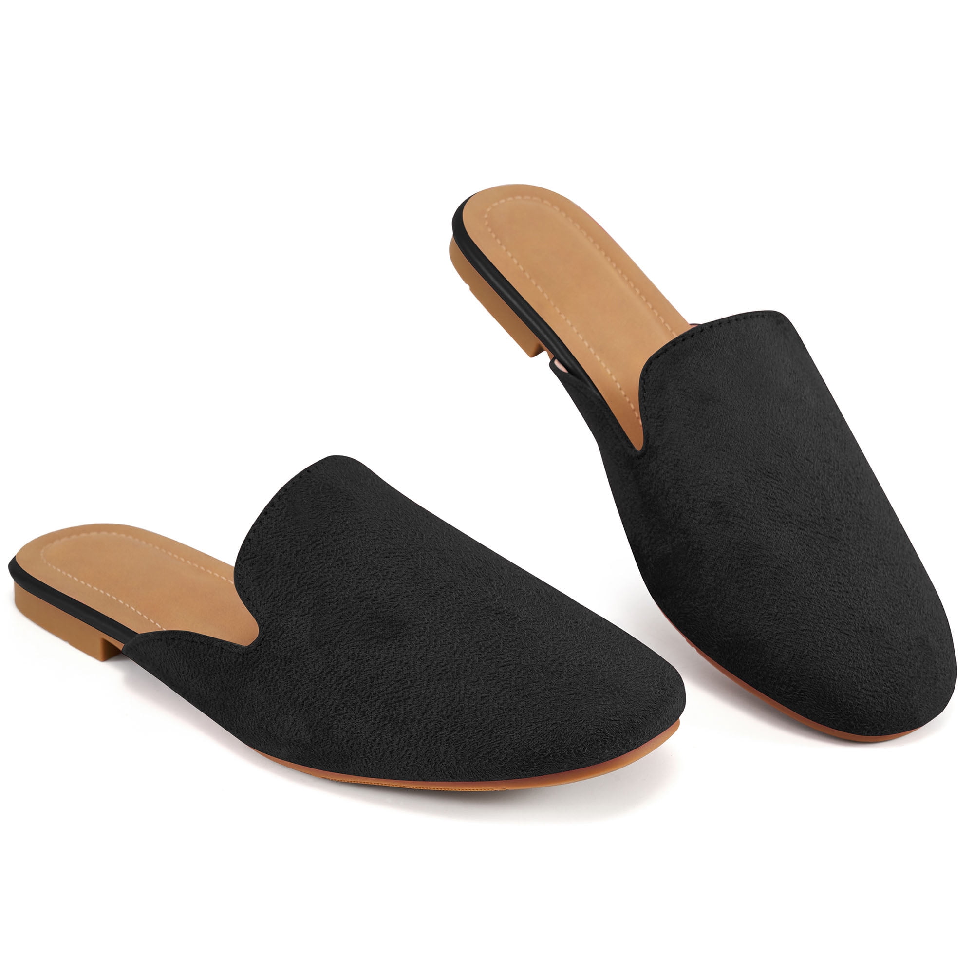 Ecetana Mules for Women Backless Flat Slides Shoes Ladies Slip-on ...