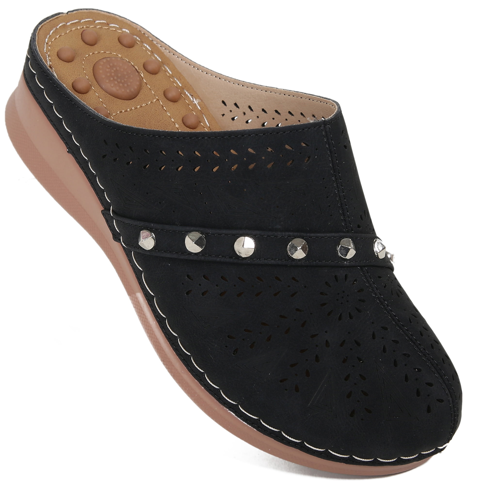 Ecetana Mules for Women Comfortable Closed Toe Women Wedge Sandals Slip ...