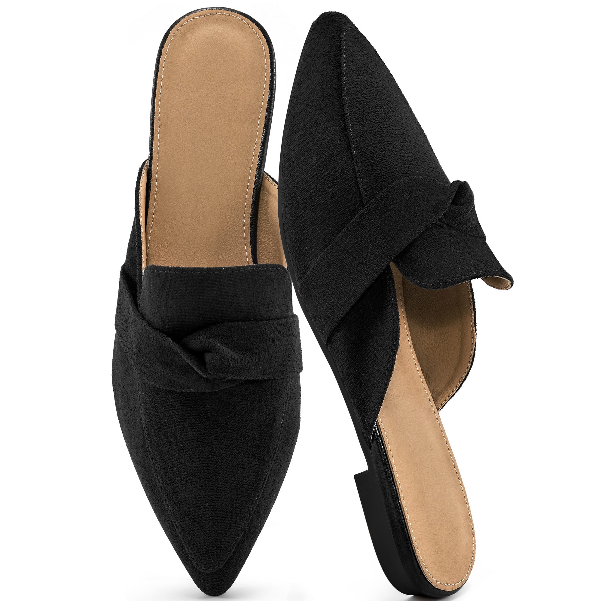 Ecetana Mules for Women Slip On Casual Work Slide Pointed Toe Backless ...
