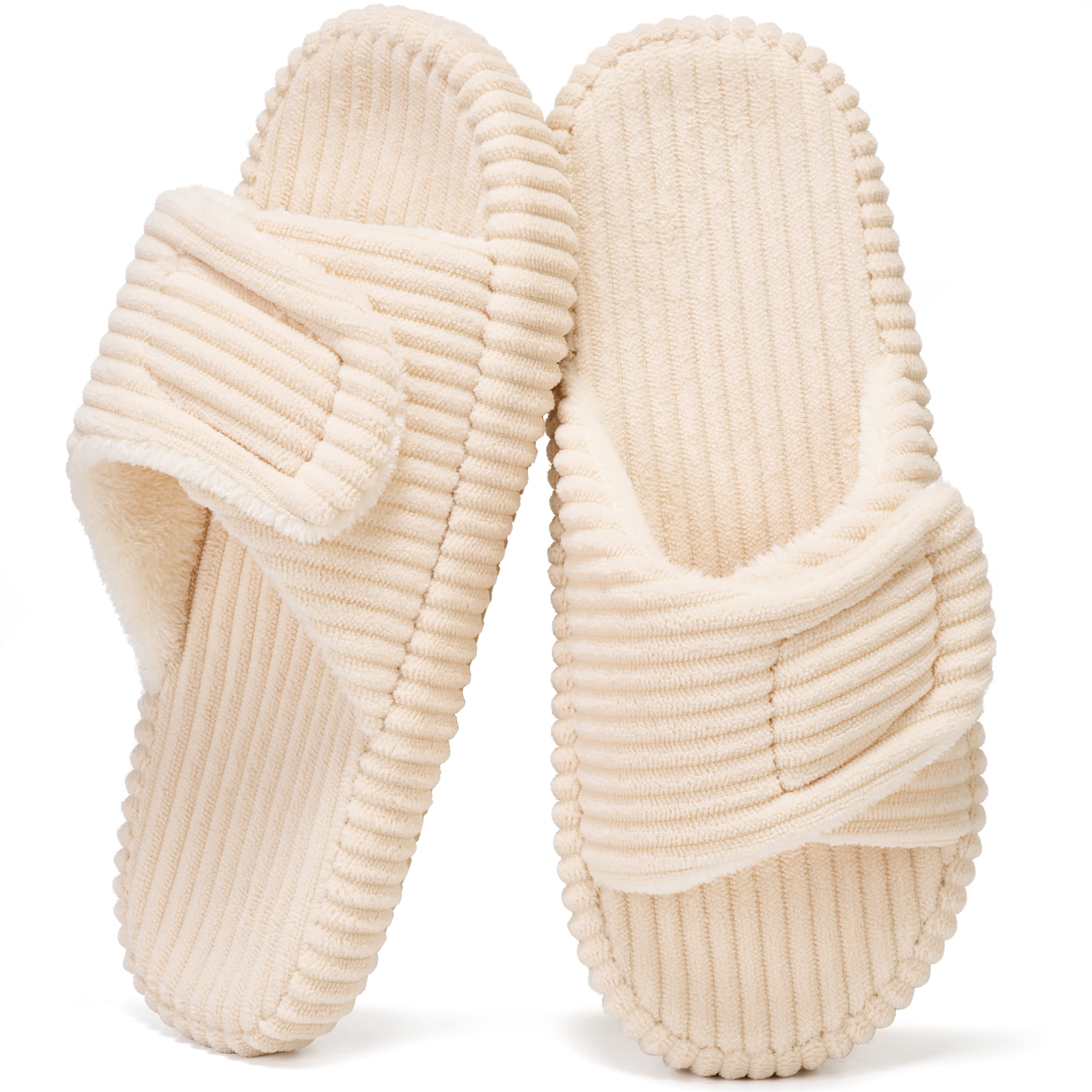 Ecetana Open Toe House Slippers for Women Memory Foam Bedroom Slippers ...