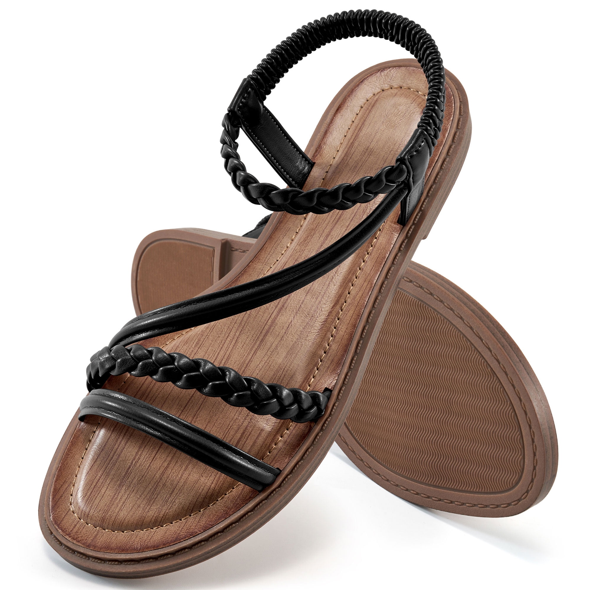 Ecetana Sandals for Women Comfortable Open Toe Beach Sandals Flat ...