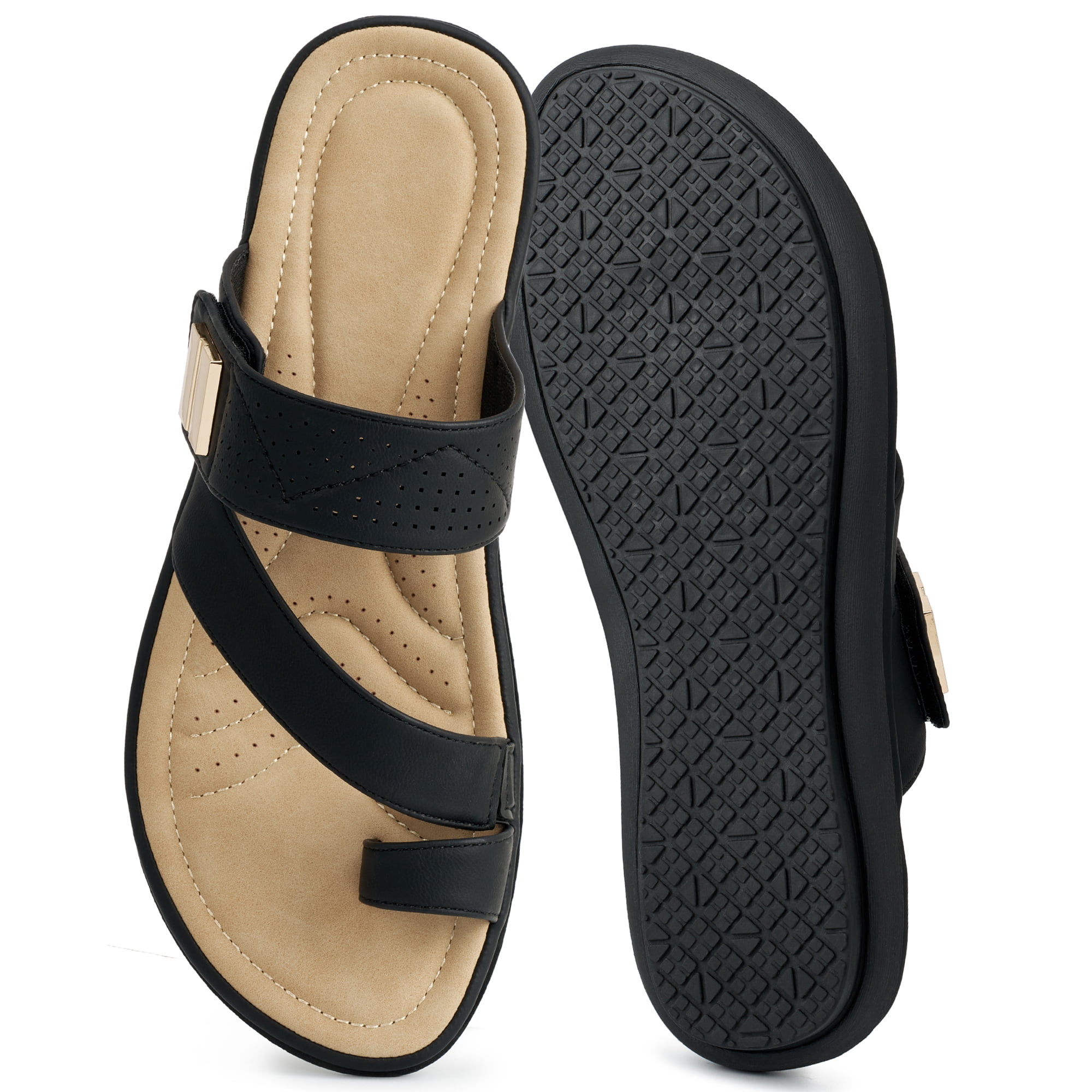 Ecetana Slide Sandals for Women Flip Flops Comfort Non-Slip Summer ...