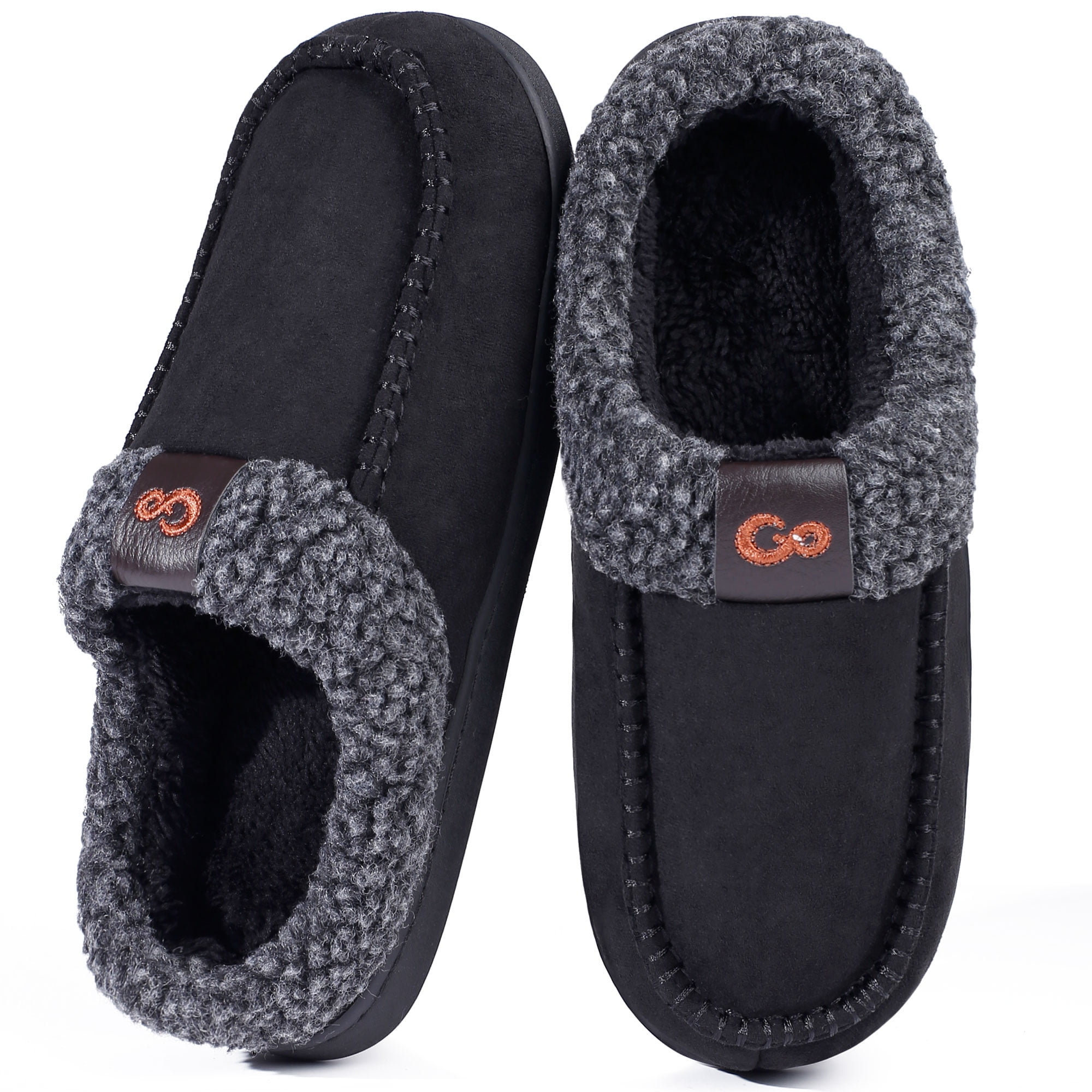 Ecetana Slippers for Men, Memory Foam, Faux Suede, Indoor Outdoor ...