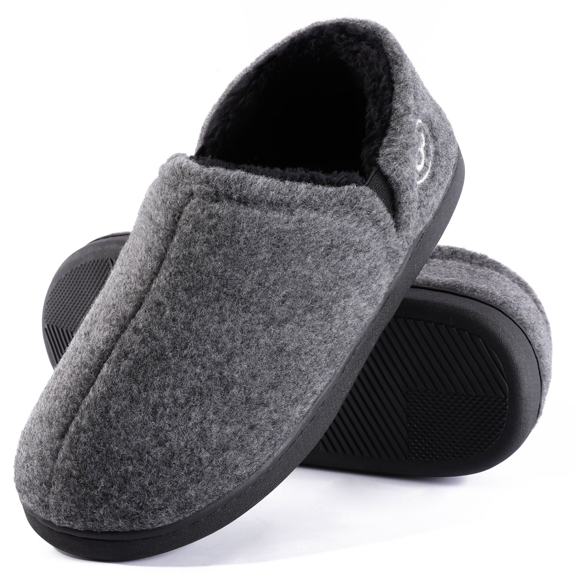 Ecetana Men's Fuzzy Slippers, Warm Faux Fur, Comfort Indoor Outdoor ...