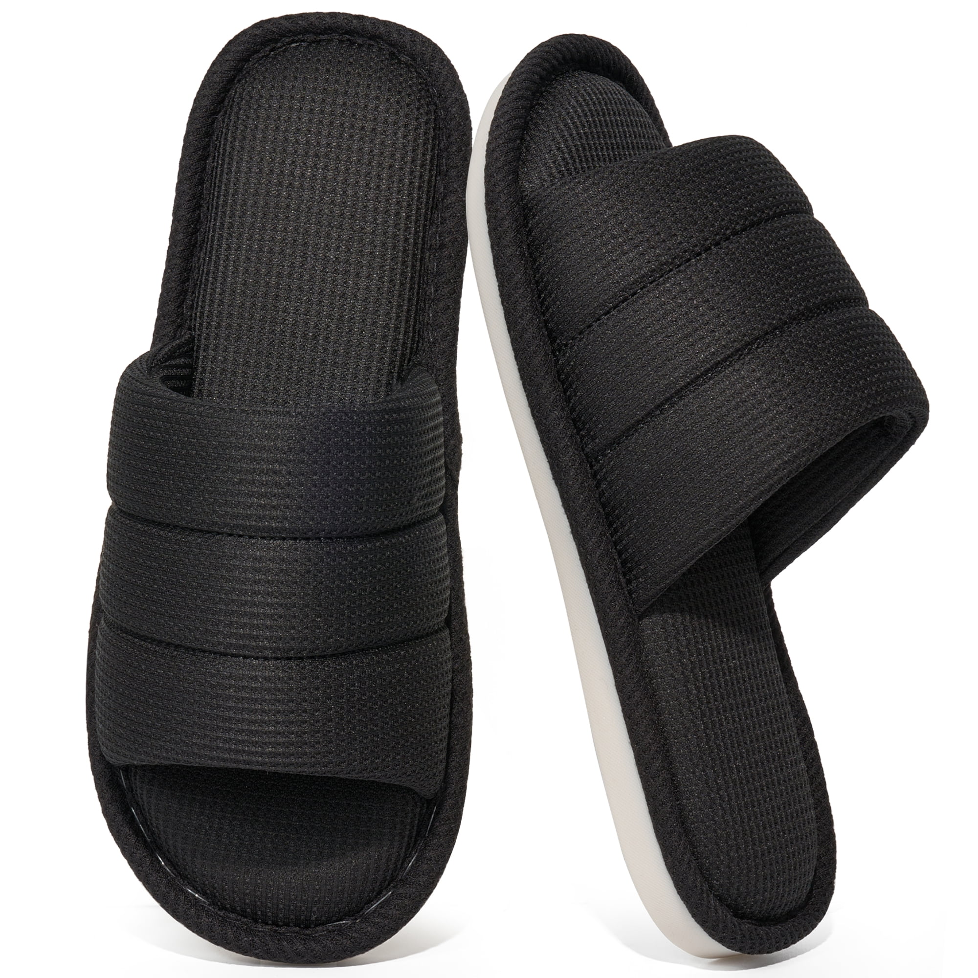 Ecetana Slippers for Women Open Toe Slippers Memory Foam Slip On ...