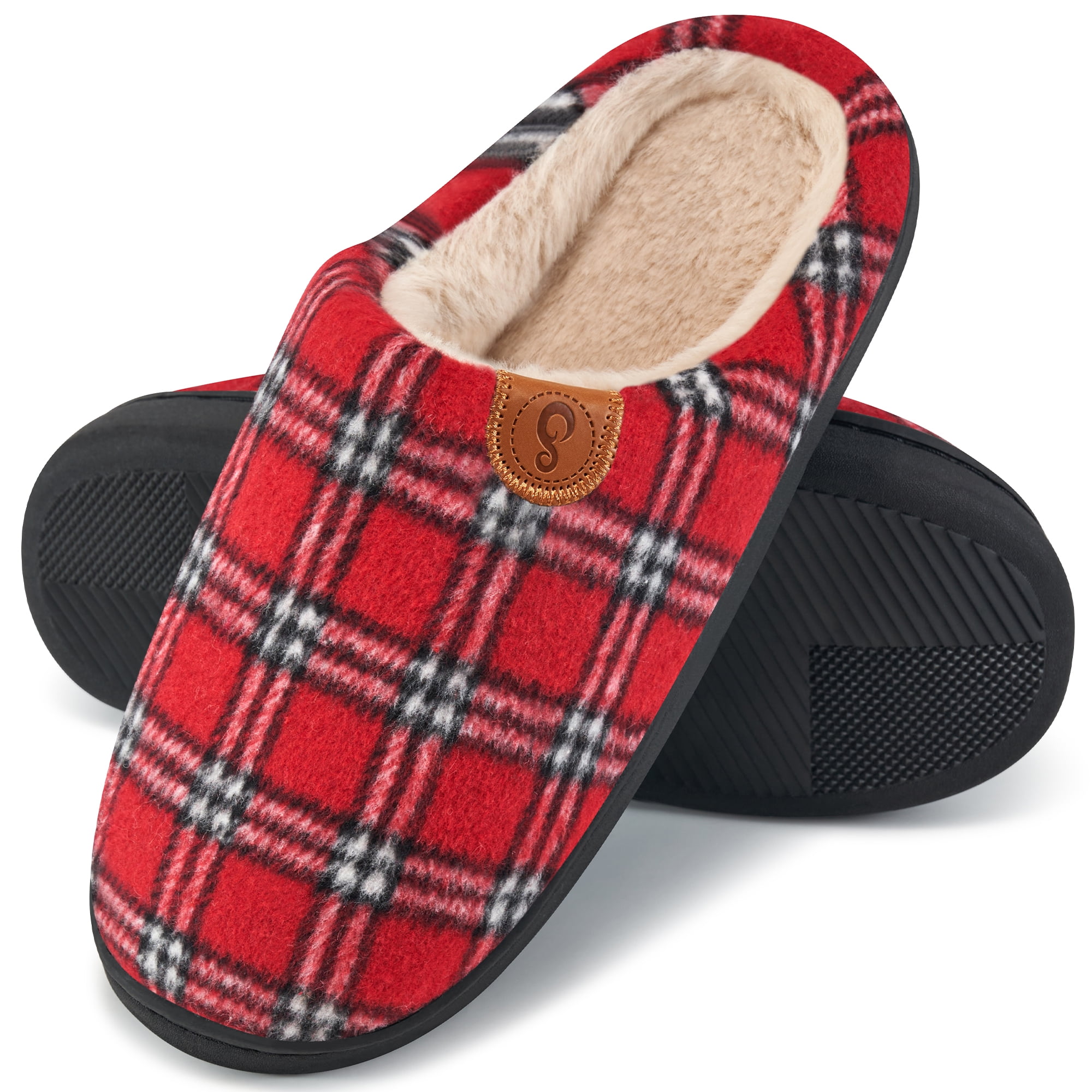 Ecetana Slippers for Women Warm Memory Foam Fuzzy Slippers Non Slip ...