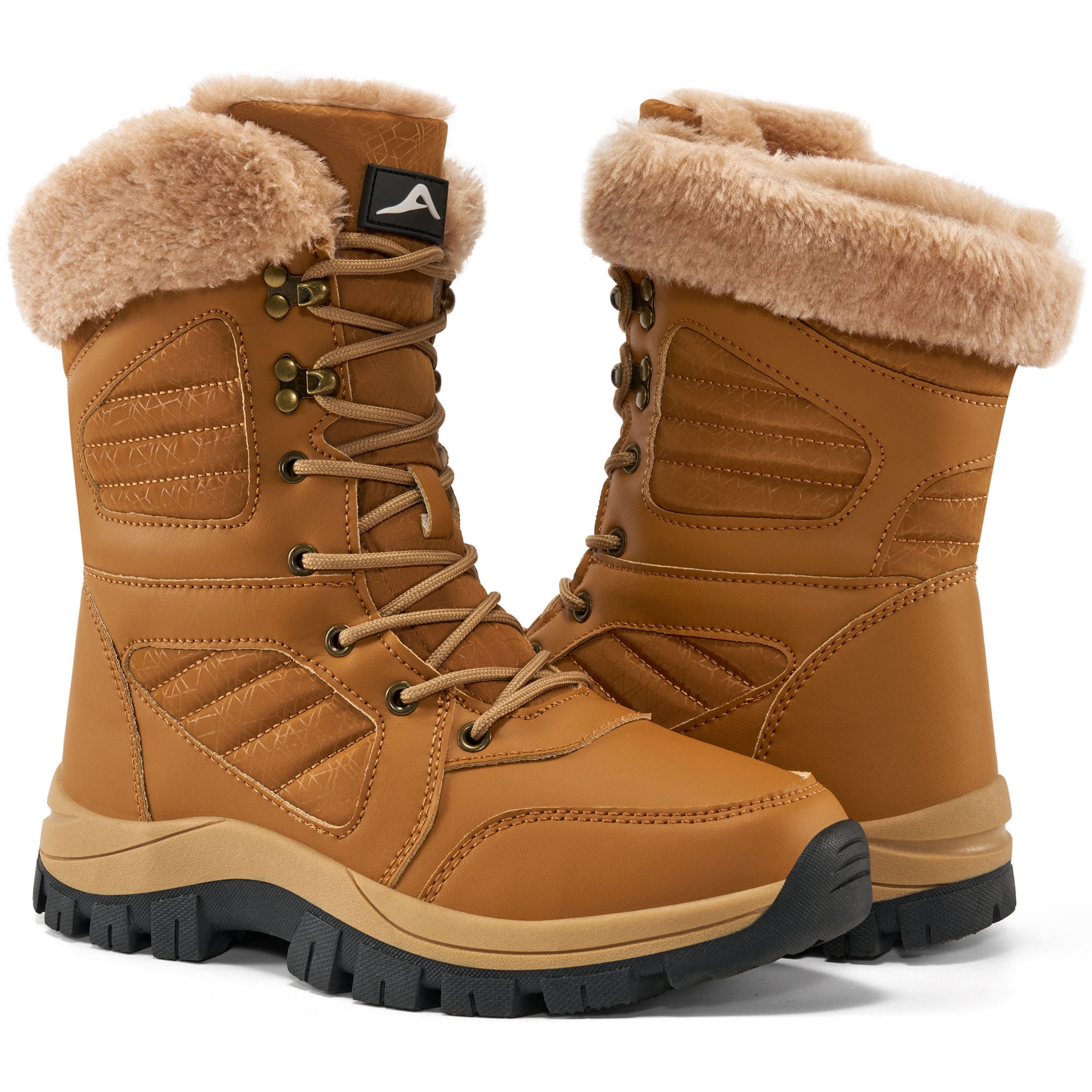 Ecetana Snow Boots for Women Faux Fur Cozy Warm Winter Boots Waterproof ...