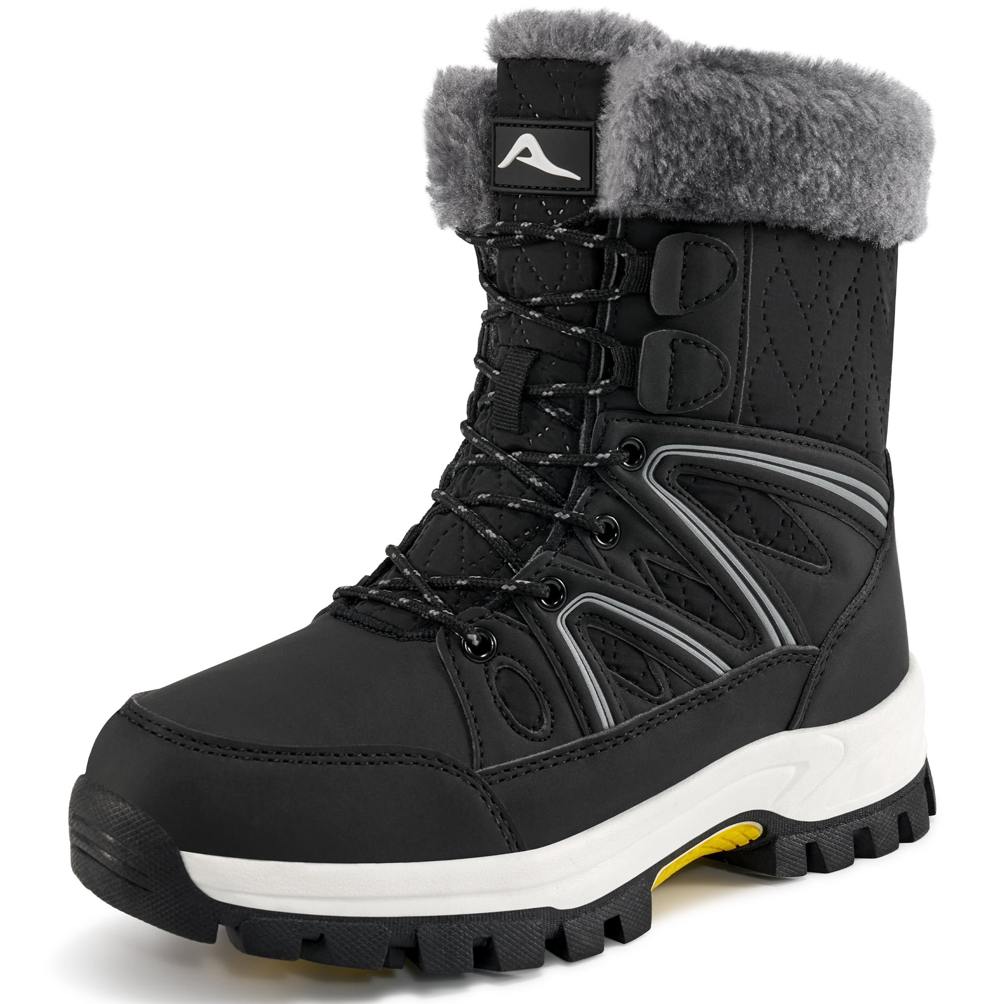 Ecetana Snow Boots for Women Mid-Calf Winter Boots Lace Up Non-Slip ...