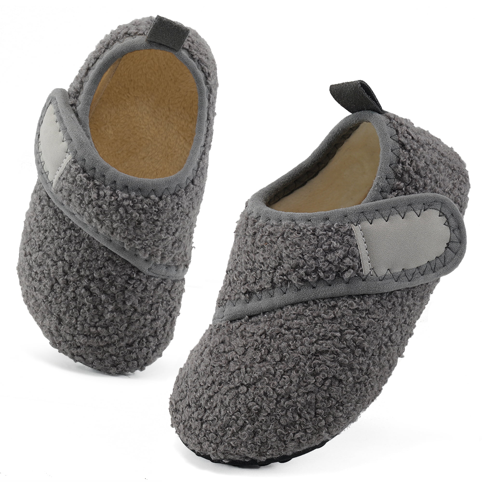 Ecetana Toddler Slippers Boys Girls House Shoes Kids Fuzzy Cozy Walking ...