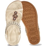 Ecetana Women Sandals Flats Sandals for Women Comfortable Elastic Ankle ...