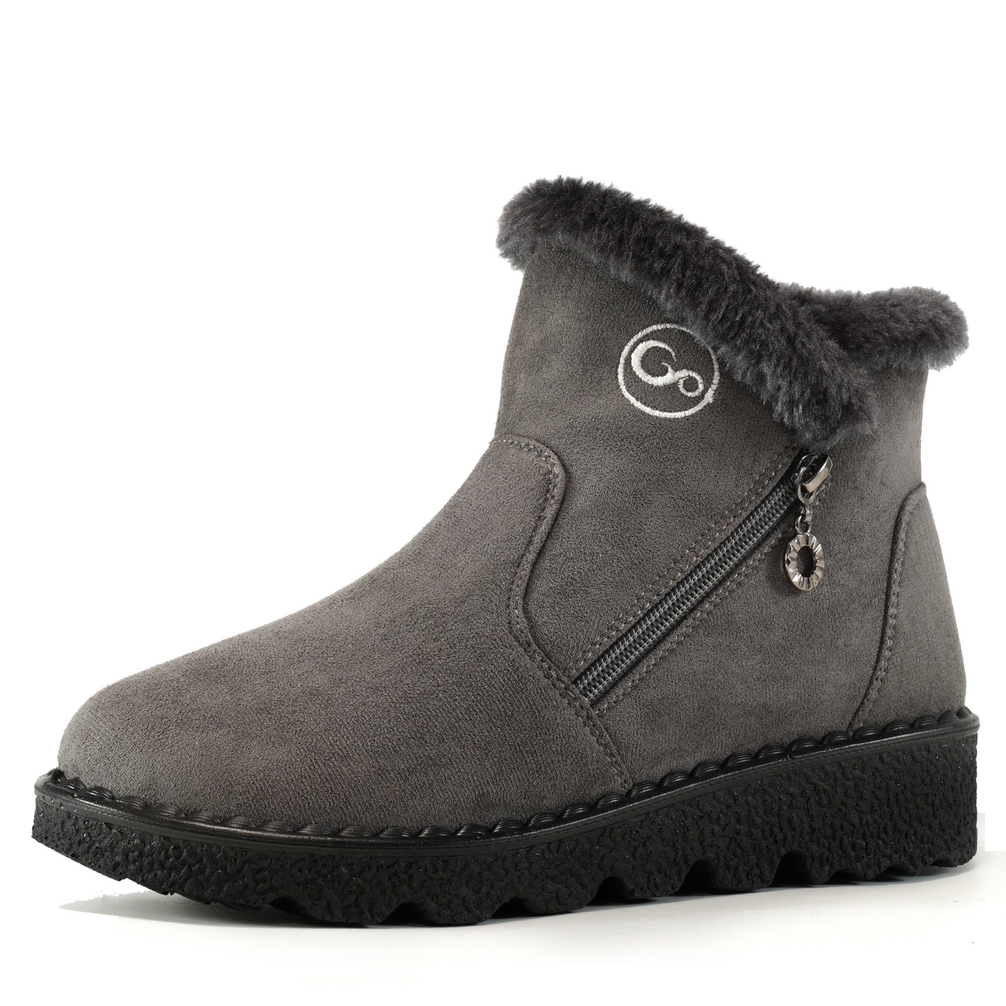 Ecetana Women Snow Boots, Waterproof Suede, Faux Fur Lined, Anti Slip ...