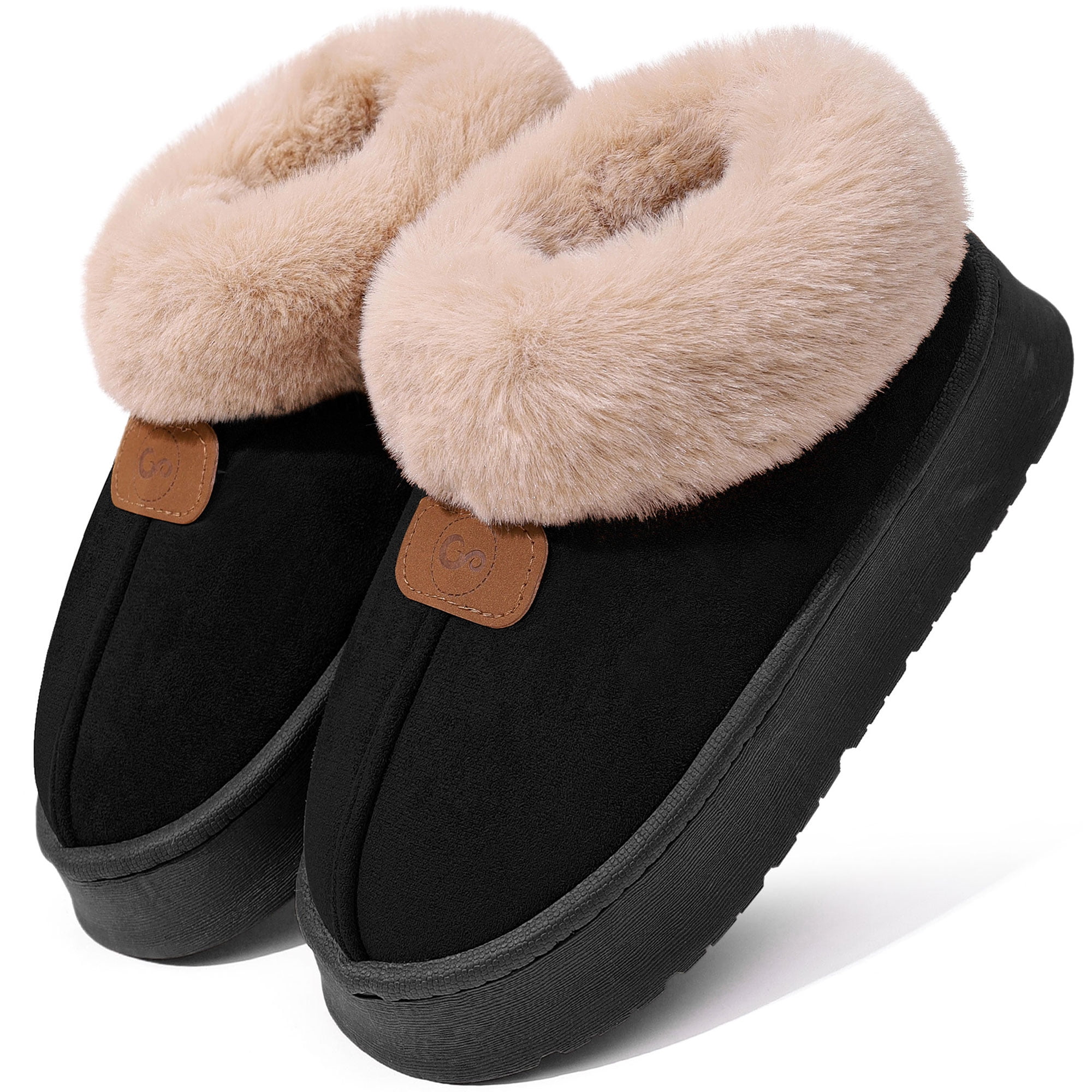 Ecetana Women's Bootie Slippers Memory Foam Furry Slipper Non-slip ...