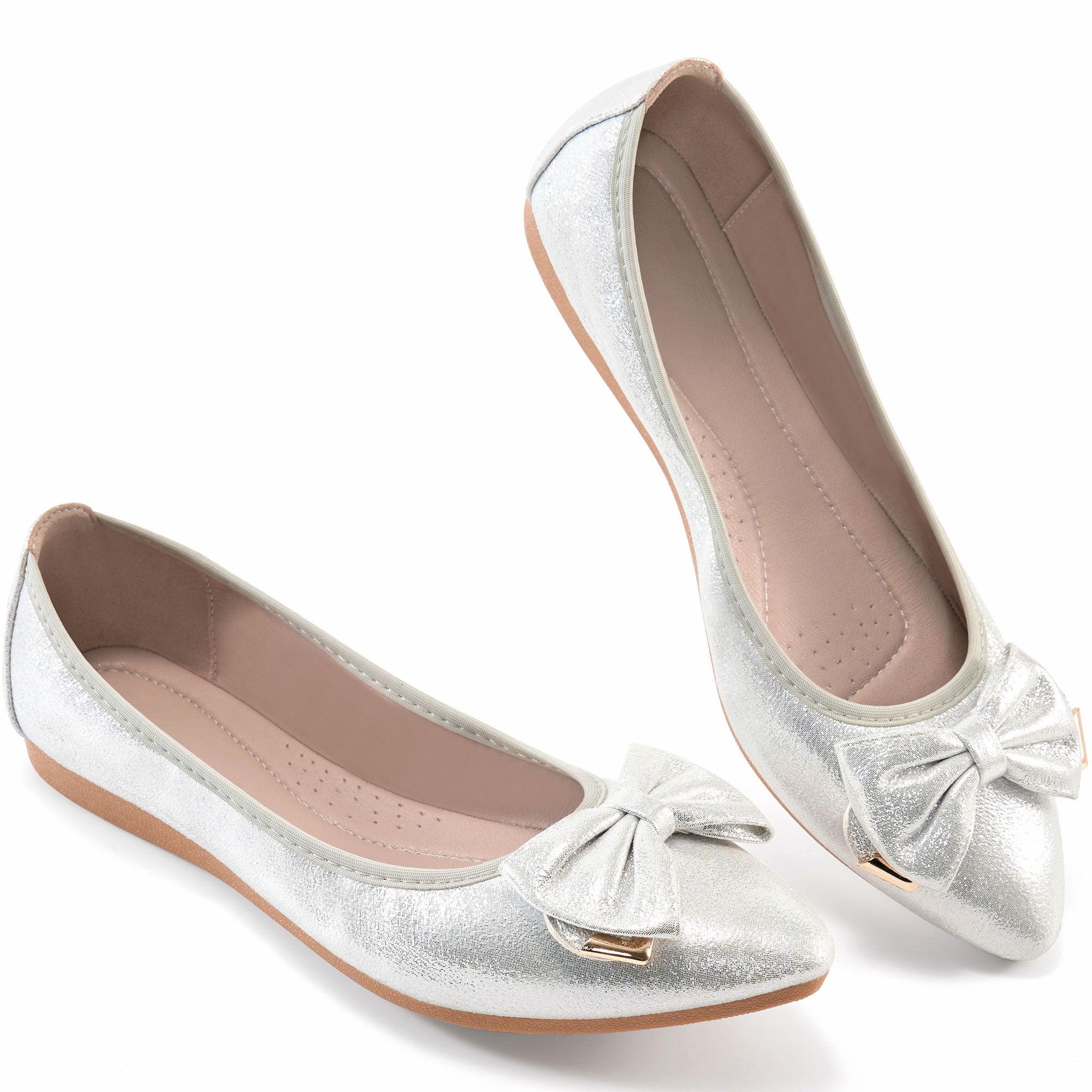 Ecetana Women's Flats Shoes Pointed Toe Ballet Flats for Women Foldable ...