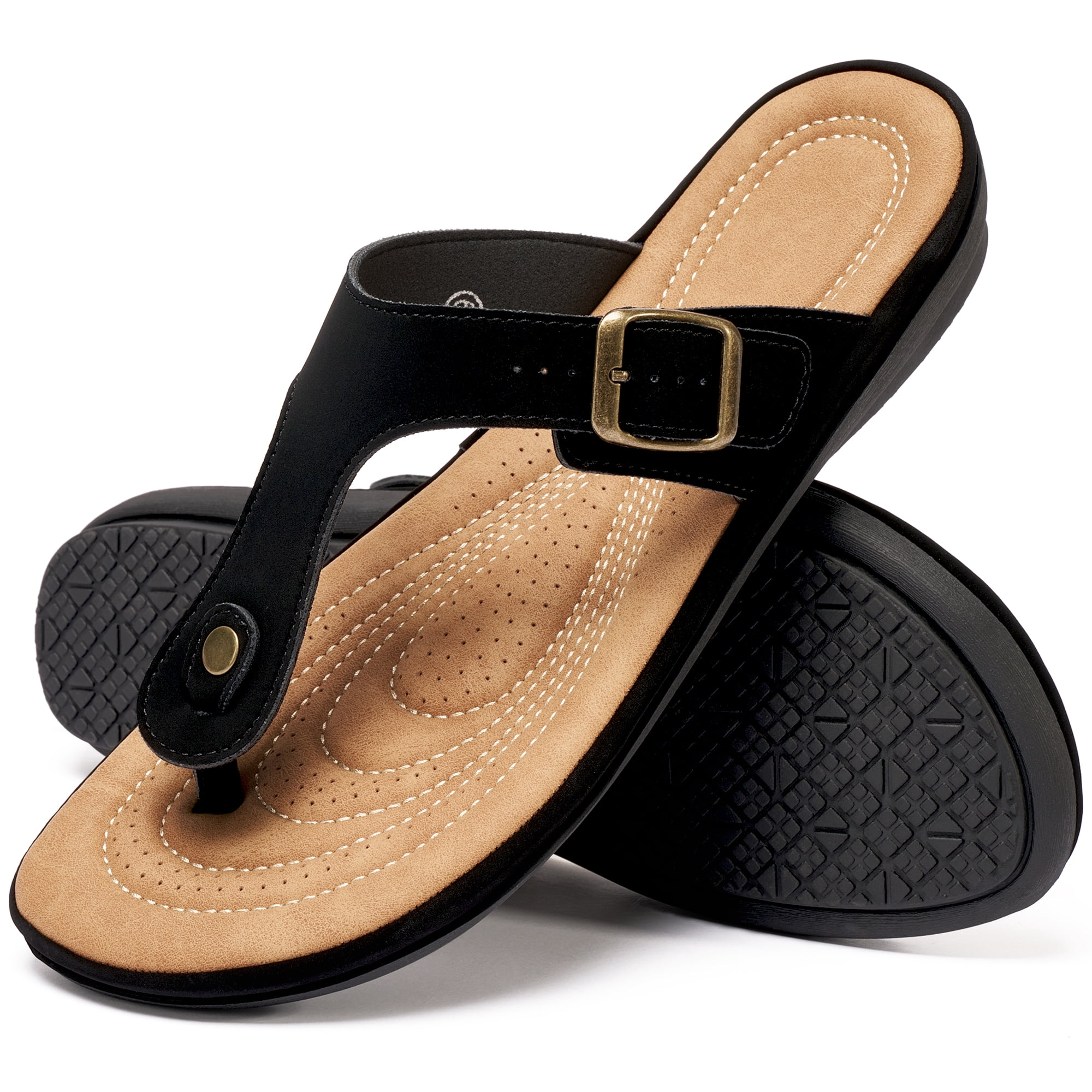 Ecetana Women's Flip Flops Comfort Dressy Slides Sandals Flat Sandals ...
