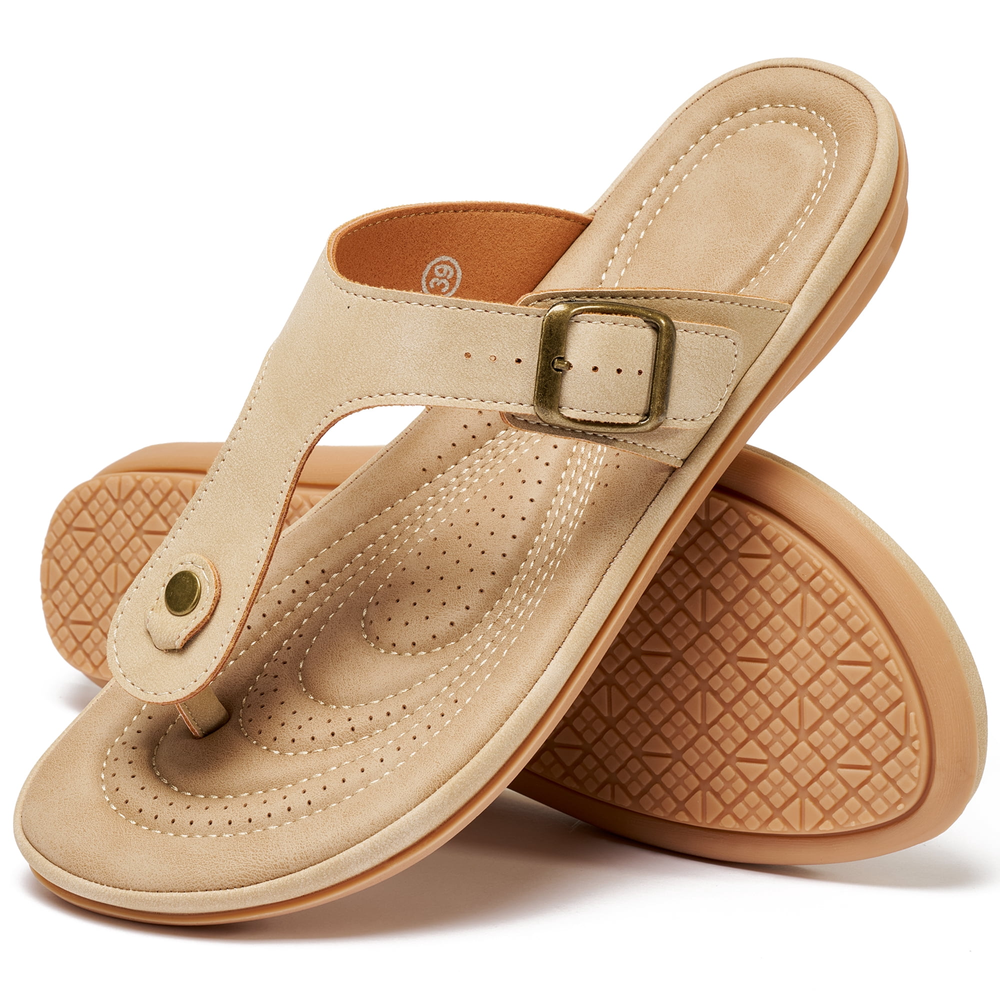 Ecetana Women's Flip Flops Comfort Dressy Slides Sandals Flat Sandals ...