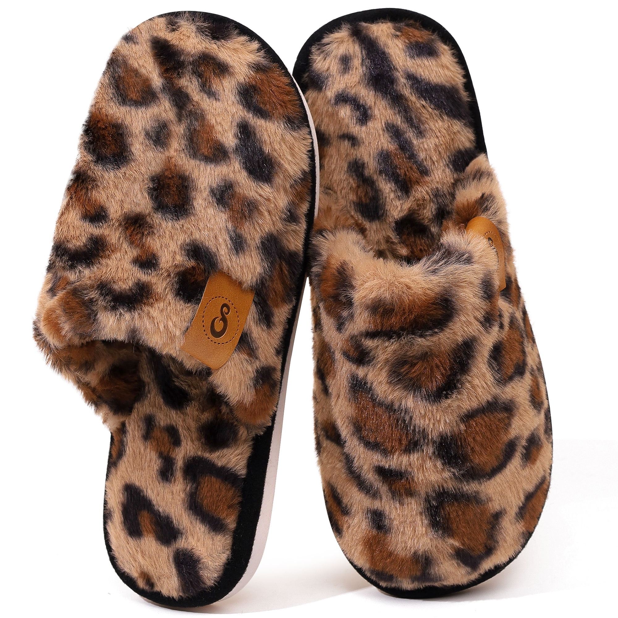 Ecetana Women's Fuzzy Slippers Indoor Cozy Soft Memory Foam Slip On House Shoes for Women ...