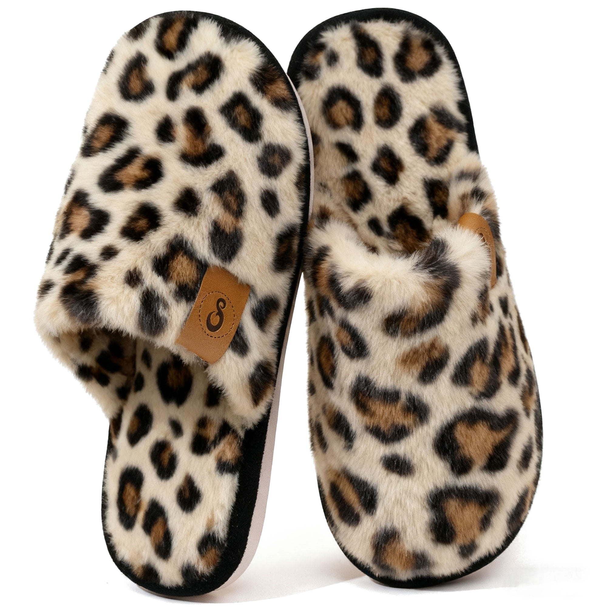 Ecetana Women's Fuzzy Slippers Indoor Cozy Soft Memory Foam Slip On ...