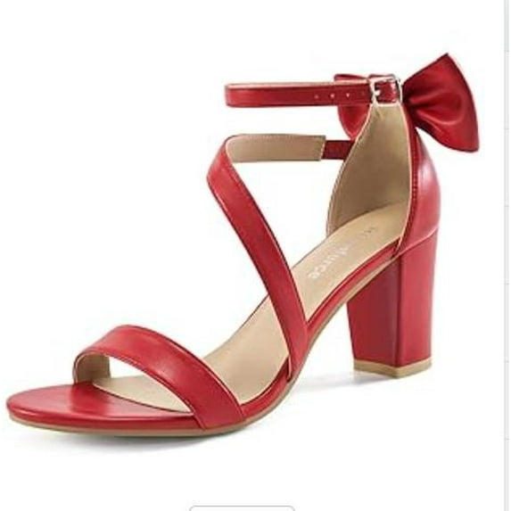 Ecetana Women's High Heel Sandals with Bow Strappy Chunky Heel Dress ...