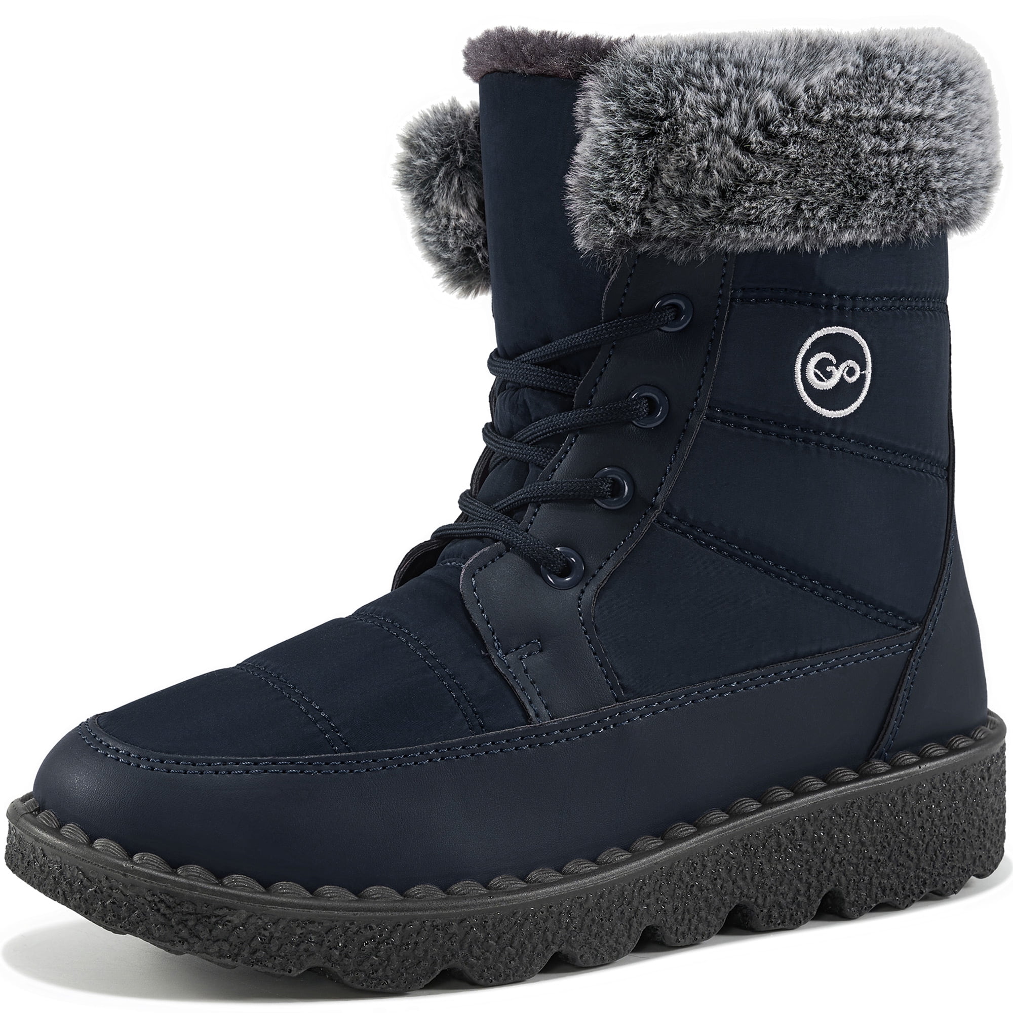 Ecetana Women's Lace Up Winter Boots Warm Faux Fur Lined Ladies Snow ...