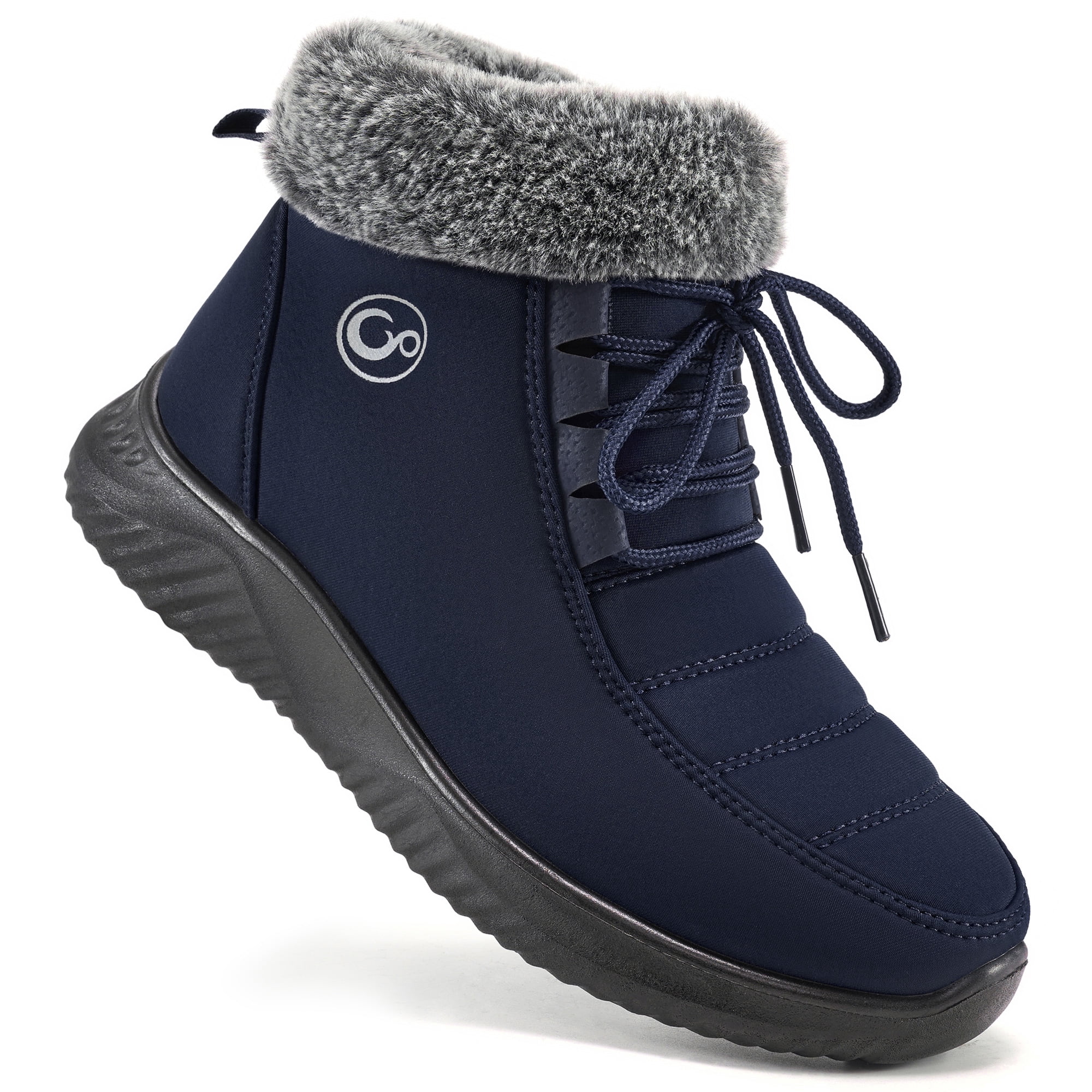Ecetana Women's Snow Boots Faux Fur Lined Short Boots Side Zipper Non ...