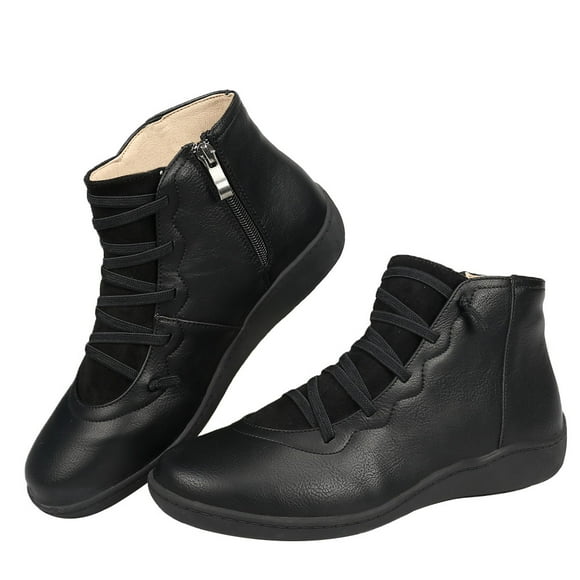 Womens Flat Leather Booties