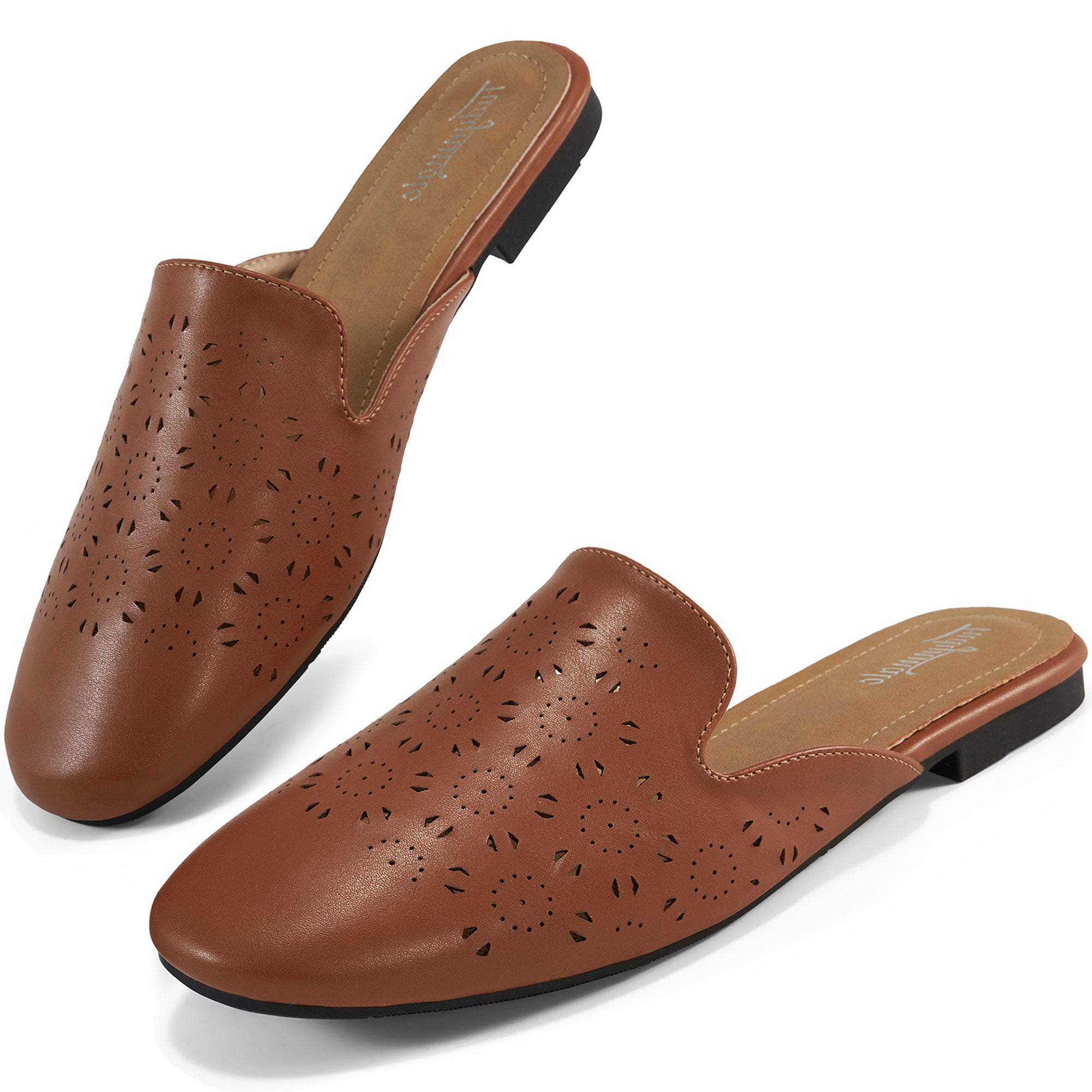 Ecetana Womens Mules Dressy Flats Shoes Slip On Slides Backless Loafers ...