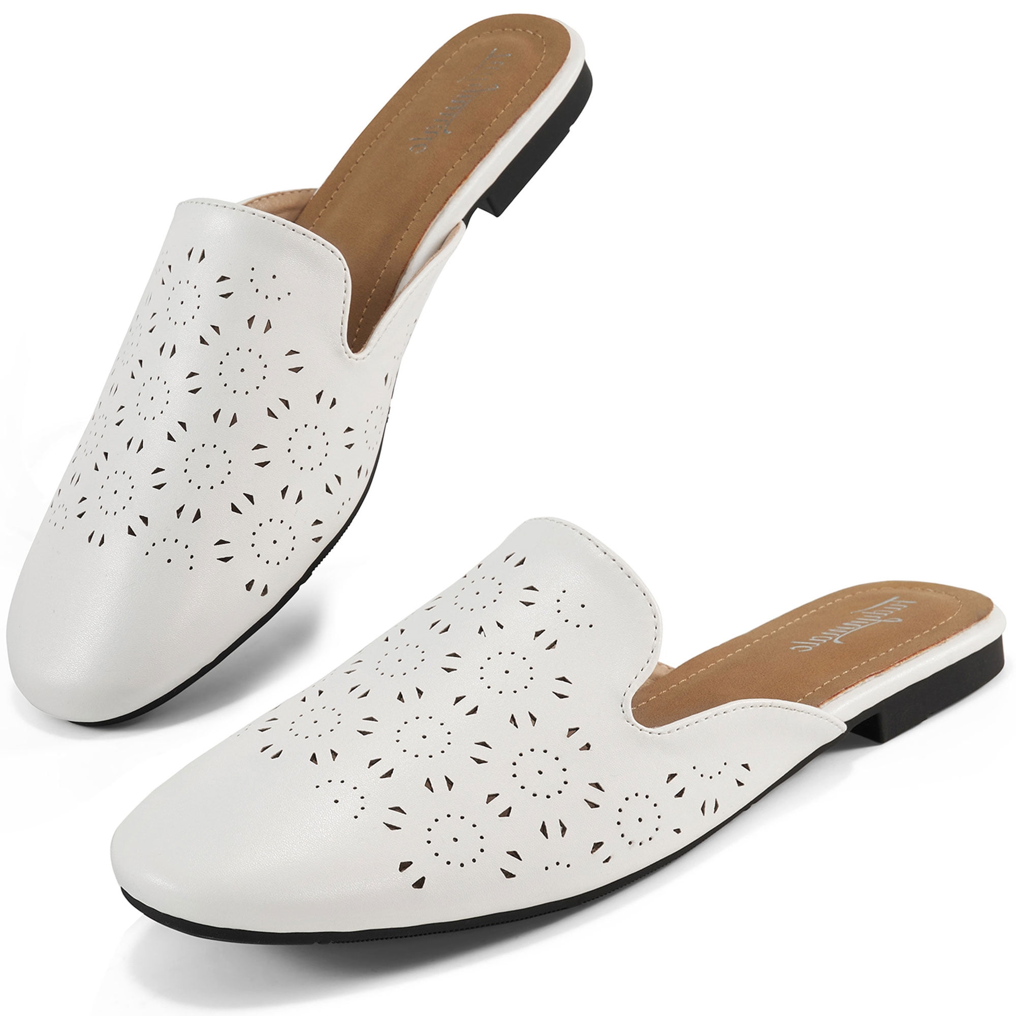 Ecetana Womens Mules Dressy Flats Shoes Slip On Slides Backless Loafers ...