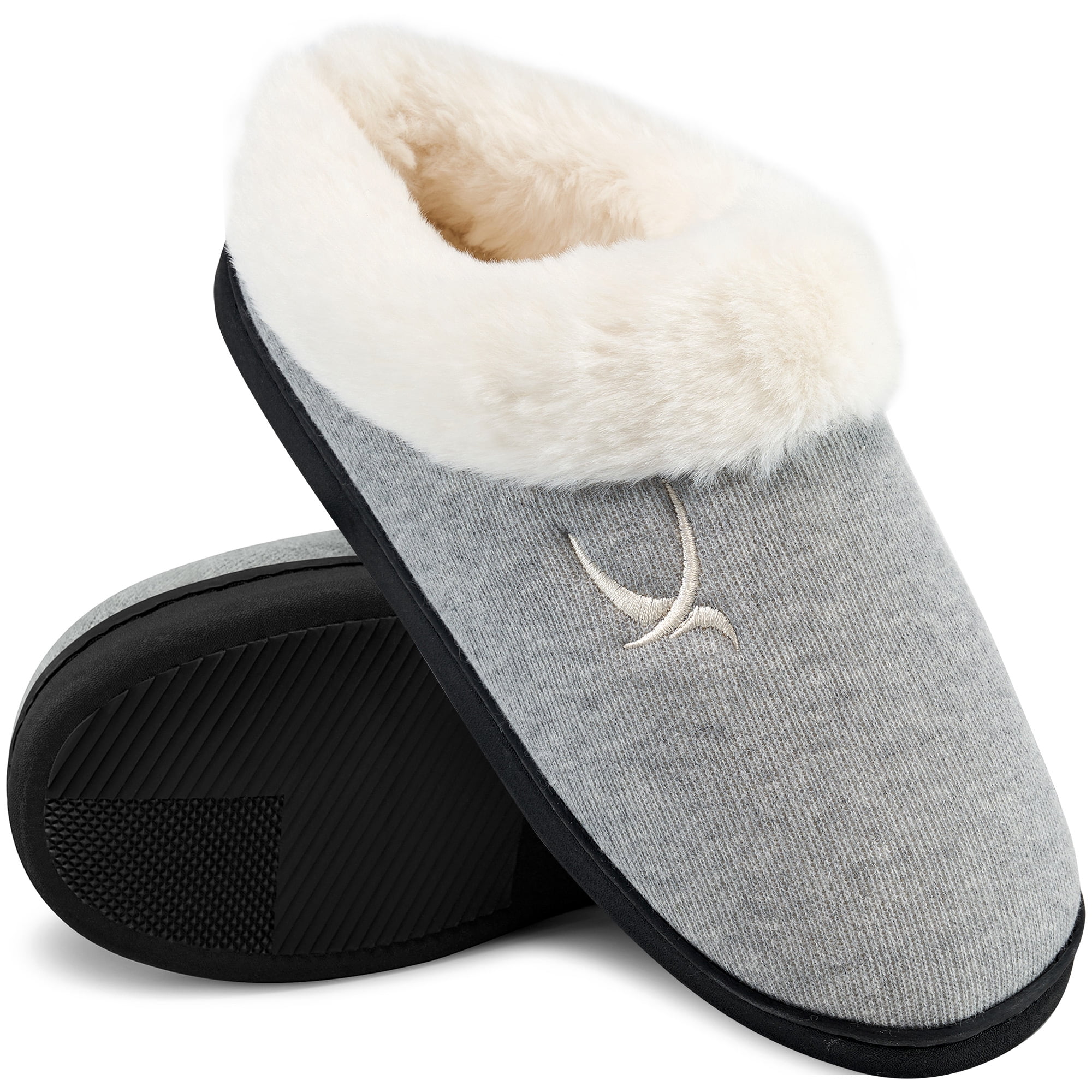 Ecetana Womens Memory Foam Slippers, Fluffy Faux Fur Warm Slip On House ...