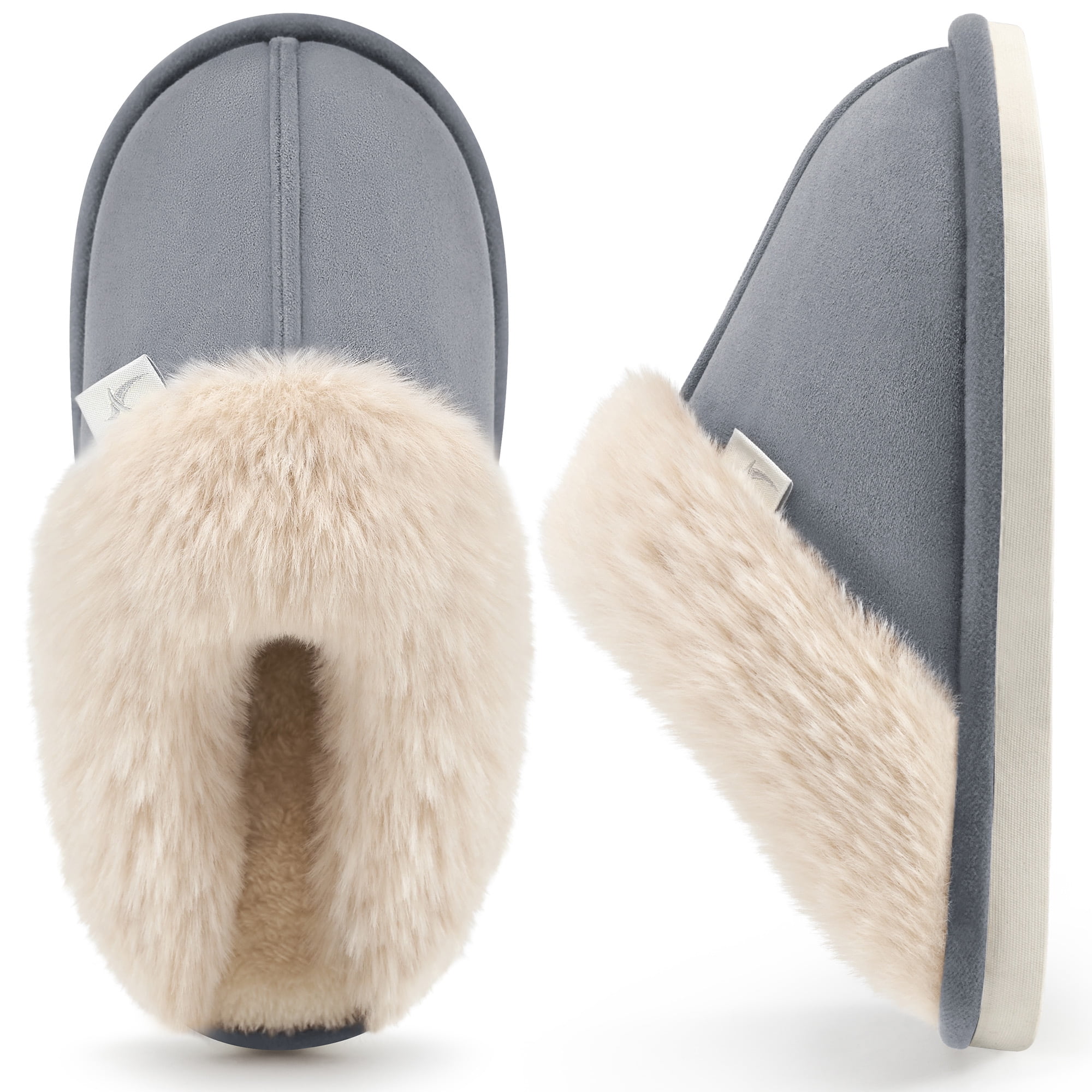 Ecetana Womens Slipper with Memory Foam Fluffy Soft Warm Slip On House ...