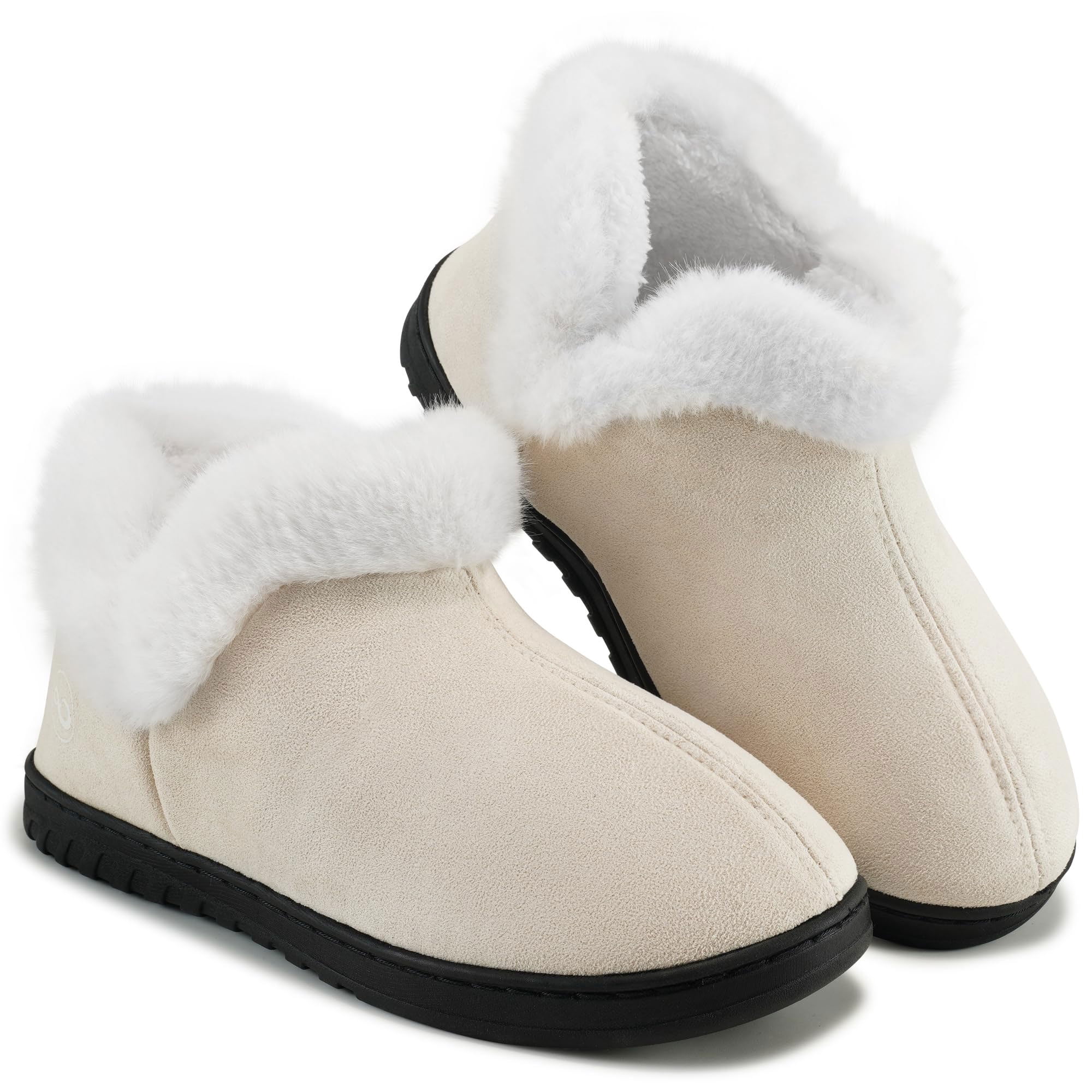 Ecetana Womens Slippers Faux Fur Warm House Shoes Fuzzy Memory Foam ...