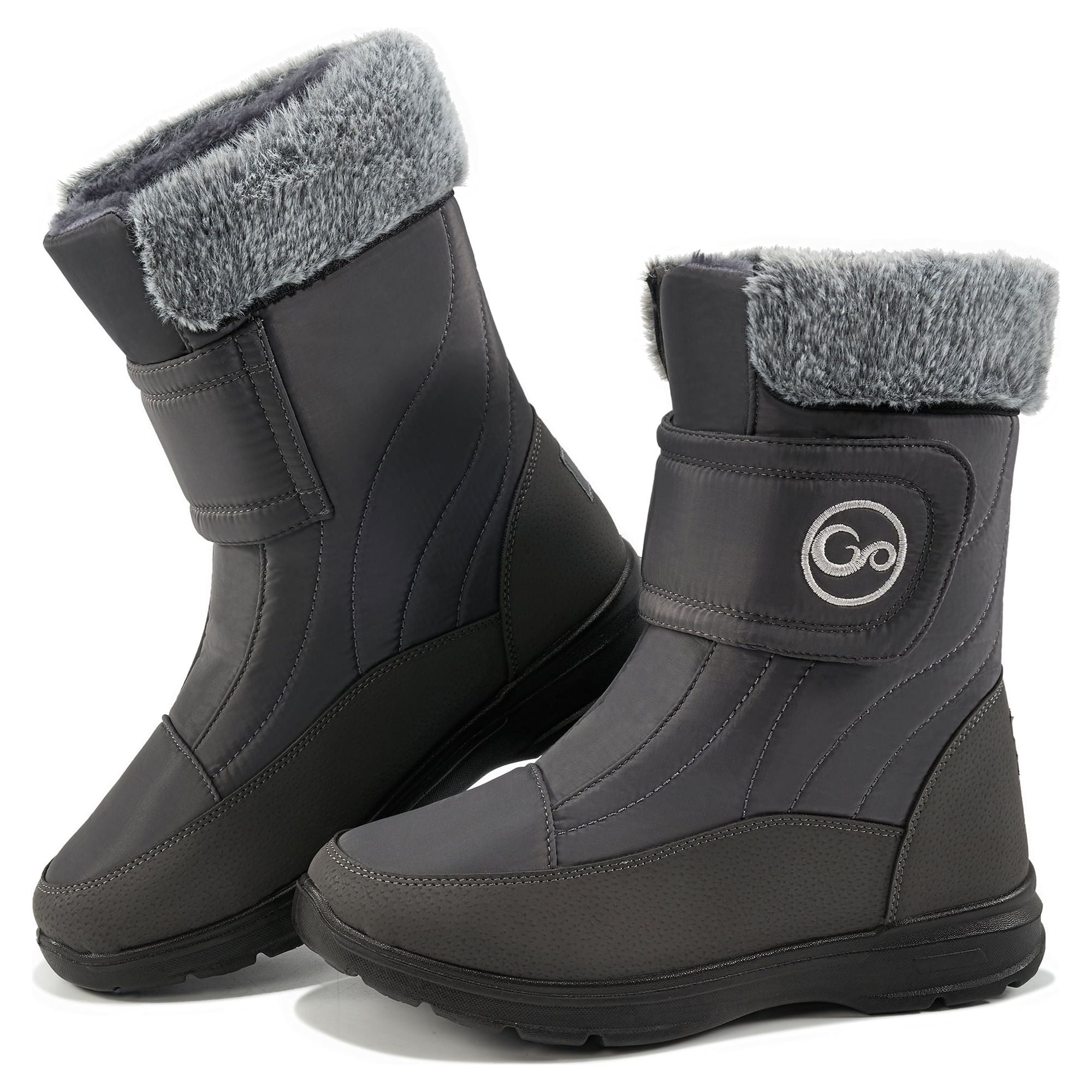 Ecetana Womens Warm Faux Fur Lined Winter Snow Boots Waterproof Ankle ...