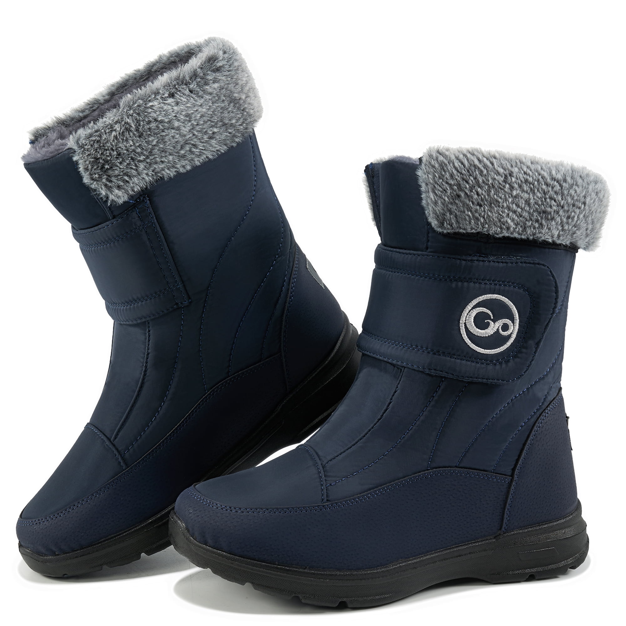 Ecetana Womens Warm Faux Fur Lined Winter Snow Boots Waterproof Ankle ...