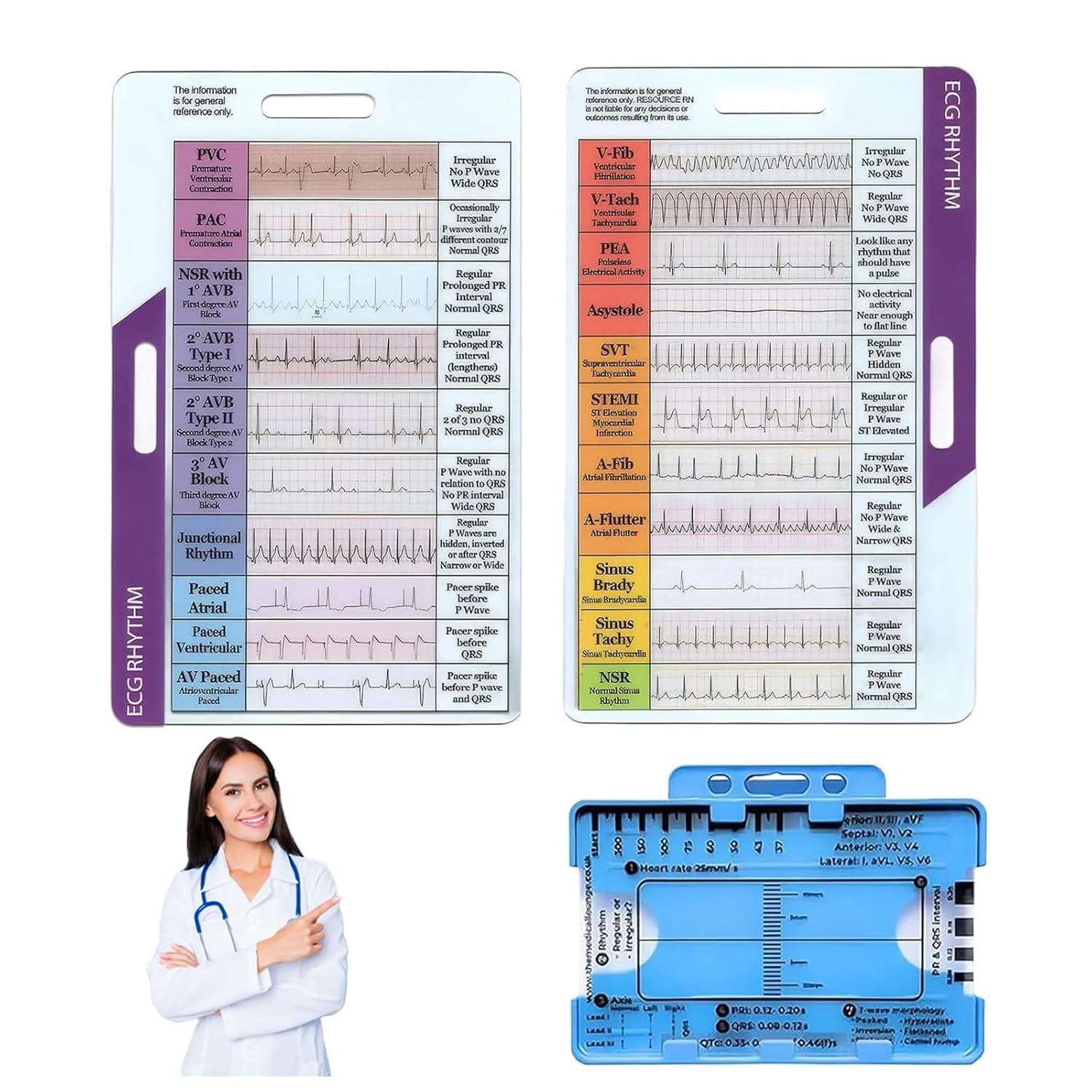 Ecg 7 Step Ruler Ecg/Ekg Interpretation Tool Ecg Pocket Card Interpretation Transparent EKG ...