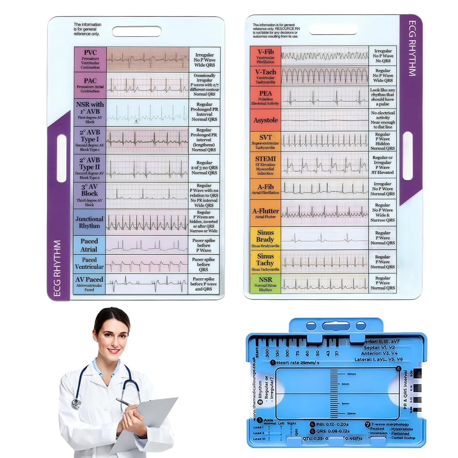 Ecg 7 Step Ruler Ecg/Ekg Interpretation Tool Ecg Pocket Card Interpretation Transparent EKG ...
