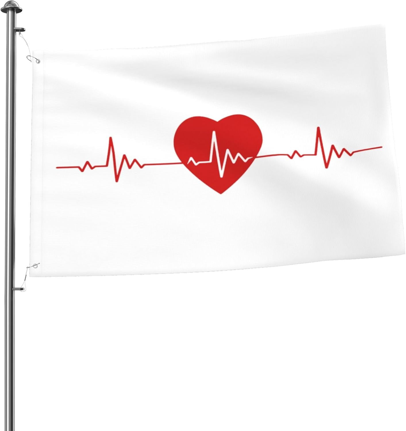 Ecg Lines With Love Heart Heartbeat Flag 2x3 Ft Outdoor Decoration ...
